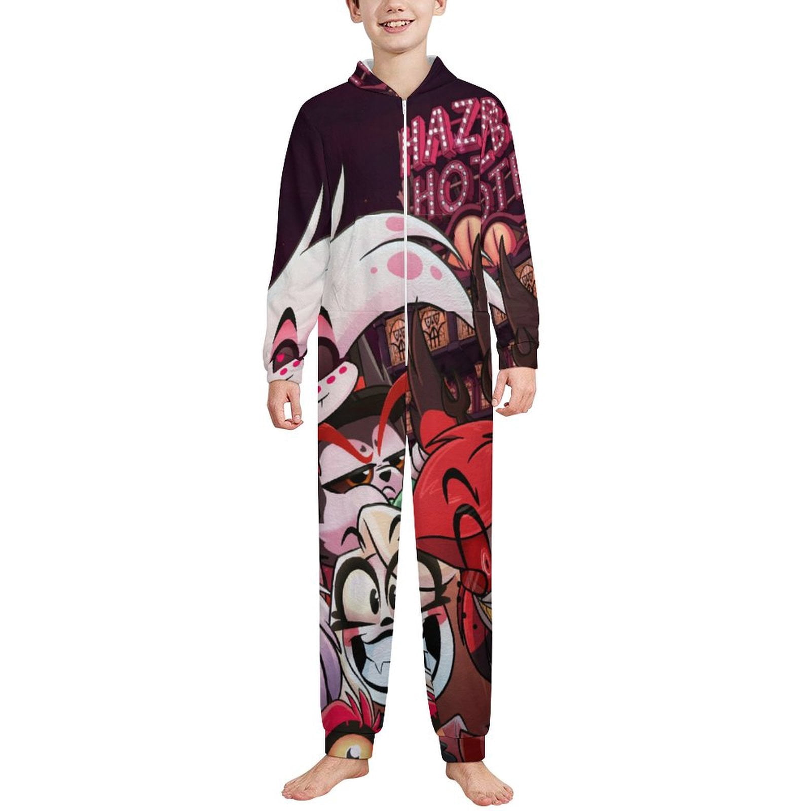 Hazbin Hotel Kids One Piece Pajama Hooded Union Suit PJs Sleepwear for ...