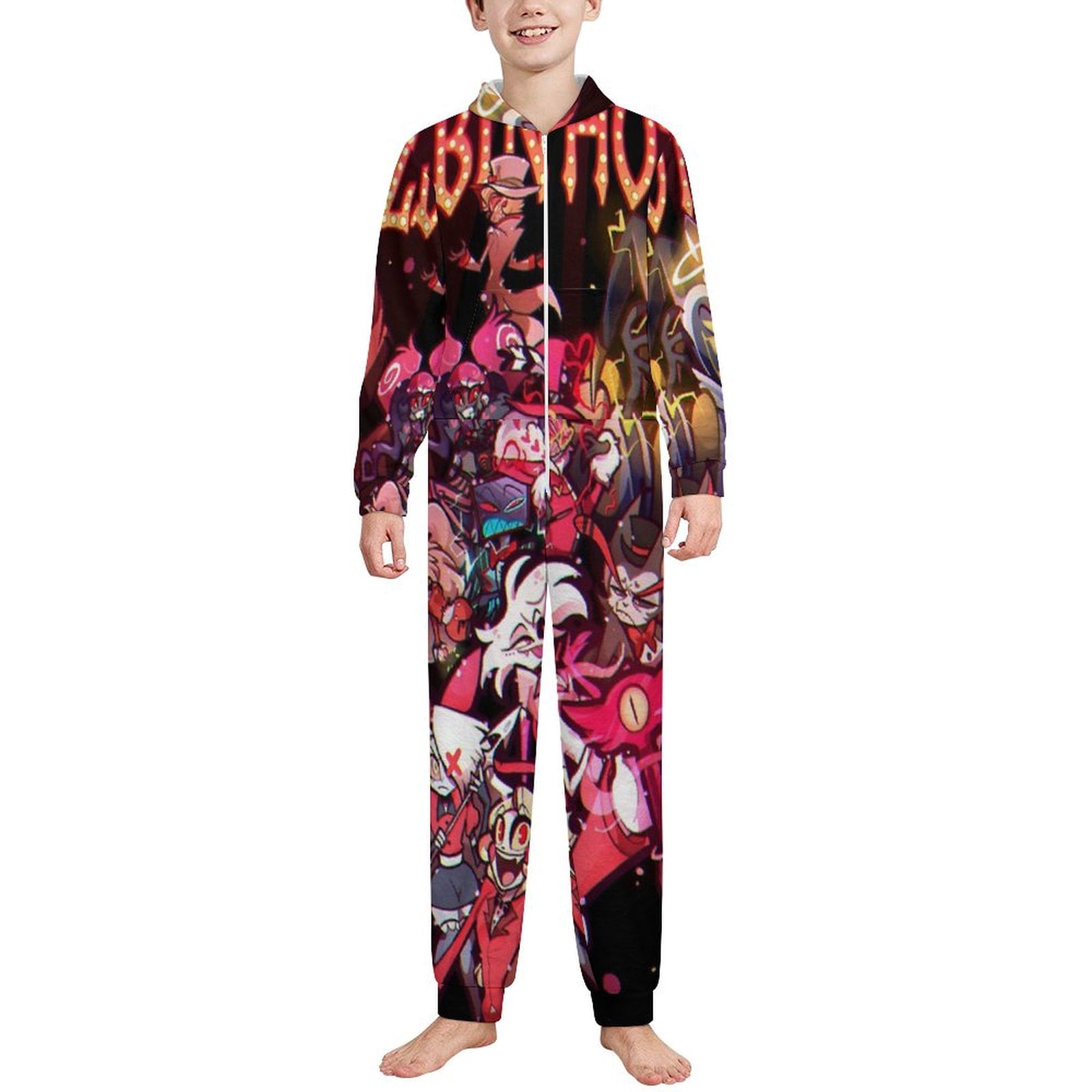 Hazbin Hotel Kids One Piece Pajama Hooded Union Suit PJs Sleepwear for ...