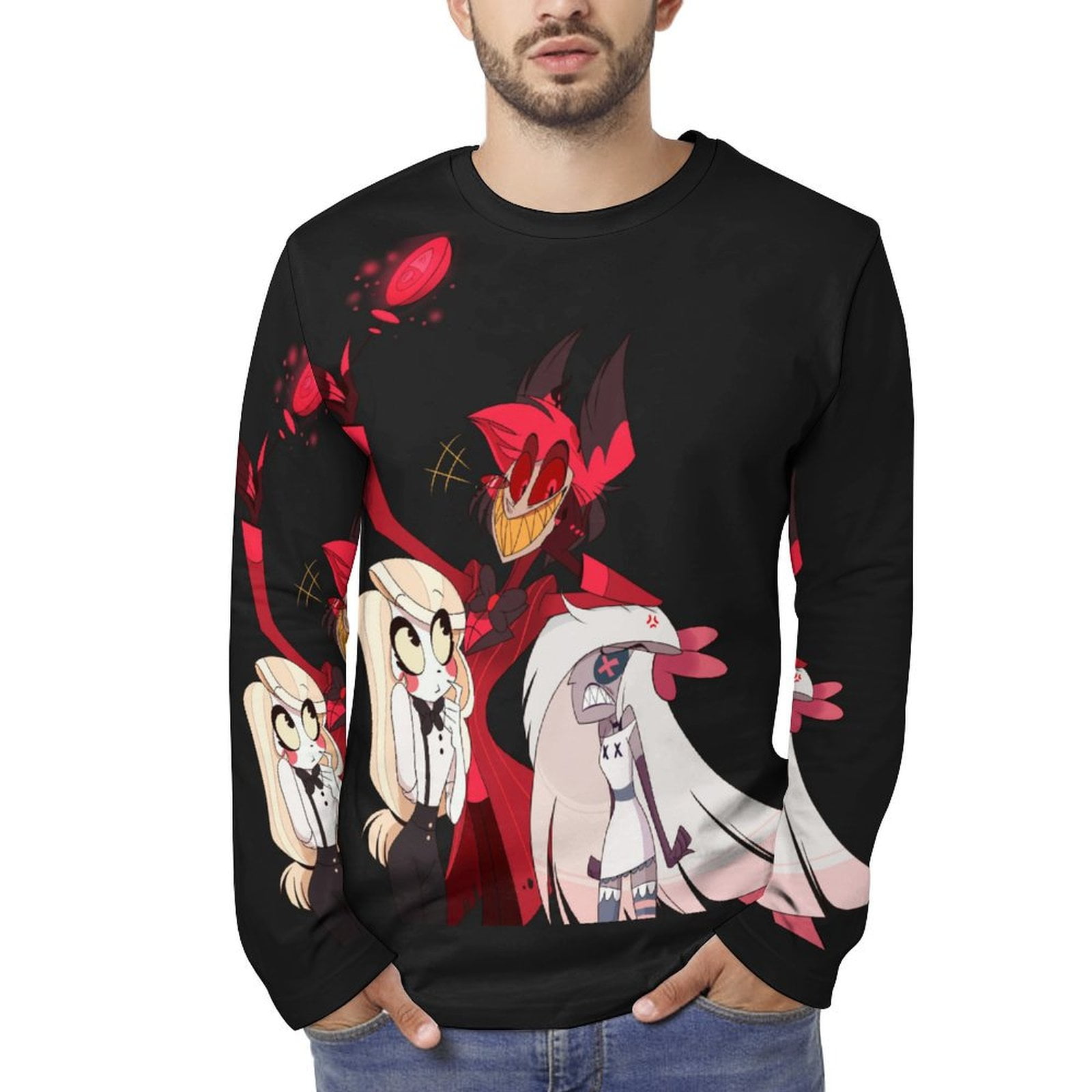 Hazbin Hotel Men's Long Sleeve T Shirt 3D Printed Fashion Tee Shirts Top Soft Comfortable Daily ...