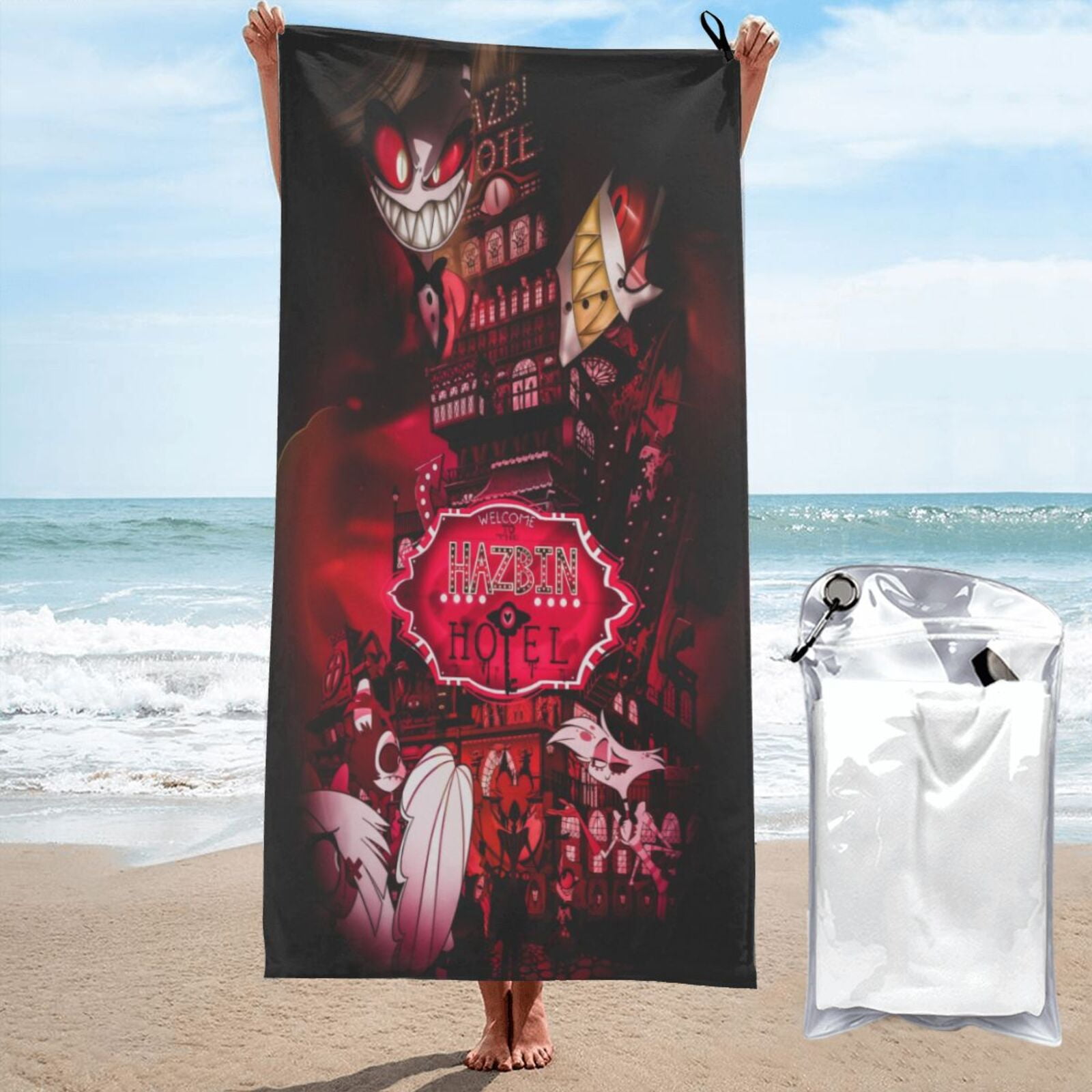 Hazbin Hotel Microfiber Beach Towel, 27.5"x55" Oversized Sand Free ...