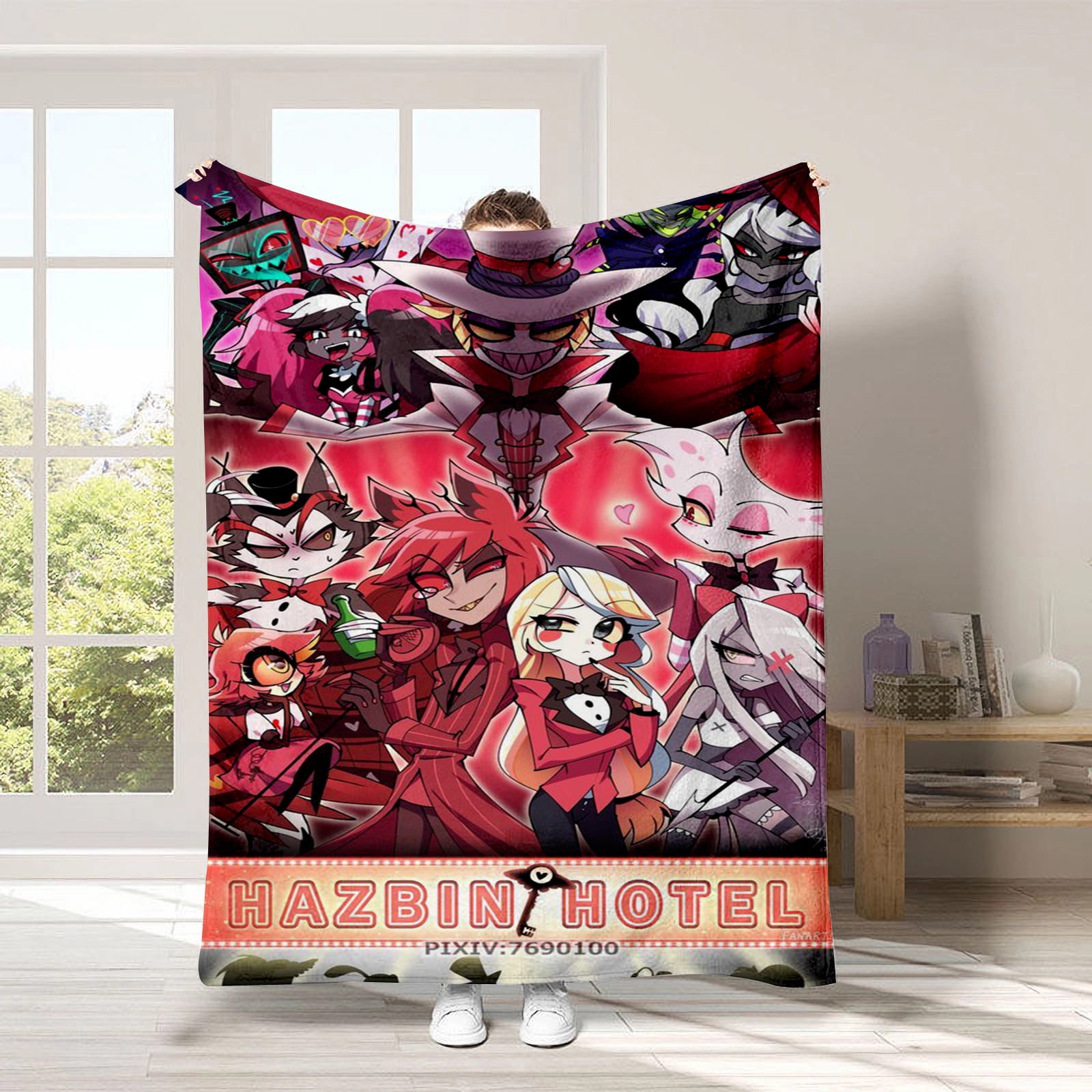 Hazbin Hotel Pattern Anime Blanket Soft Flannel Fleece Bed Blanket Nap ...