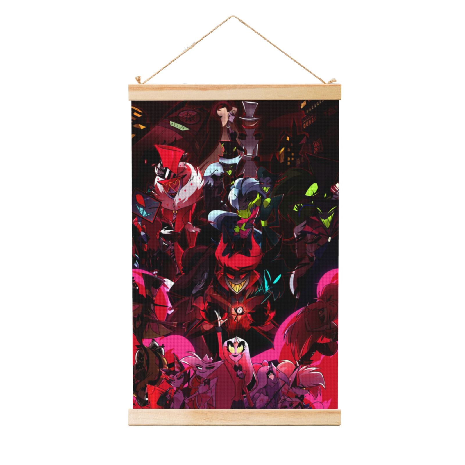 Hazbin Hotel Poster Wall Art Wooden Shaft Hanging Banner Decor Scroll ...