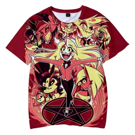 Hazbin Hotel T-shirt Casual Fashion Cartoon Anime Crewneck Summer Short ...