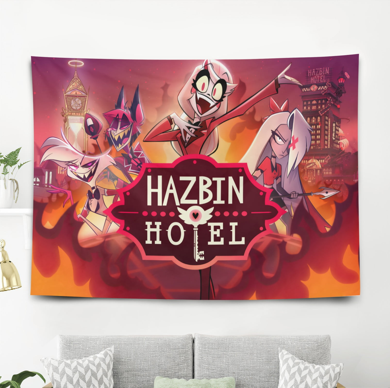 Hazbin Hotel-Theme Anti-pilling Tapestry Gift Wall Hanging Backdrop for ...