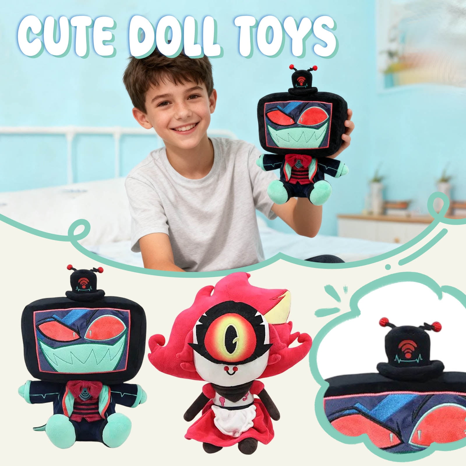 Hazbin - Hotel Vox & Septim Plush Toy Set - Anime Demon Stuffed Dolls ...