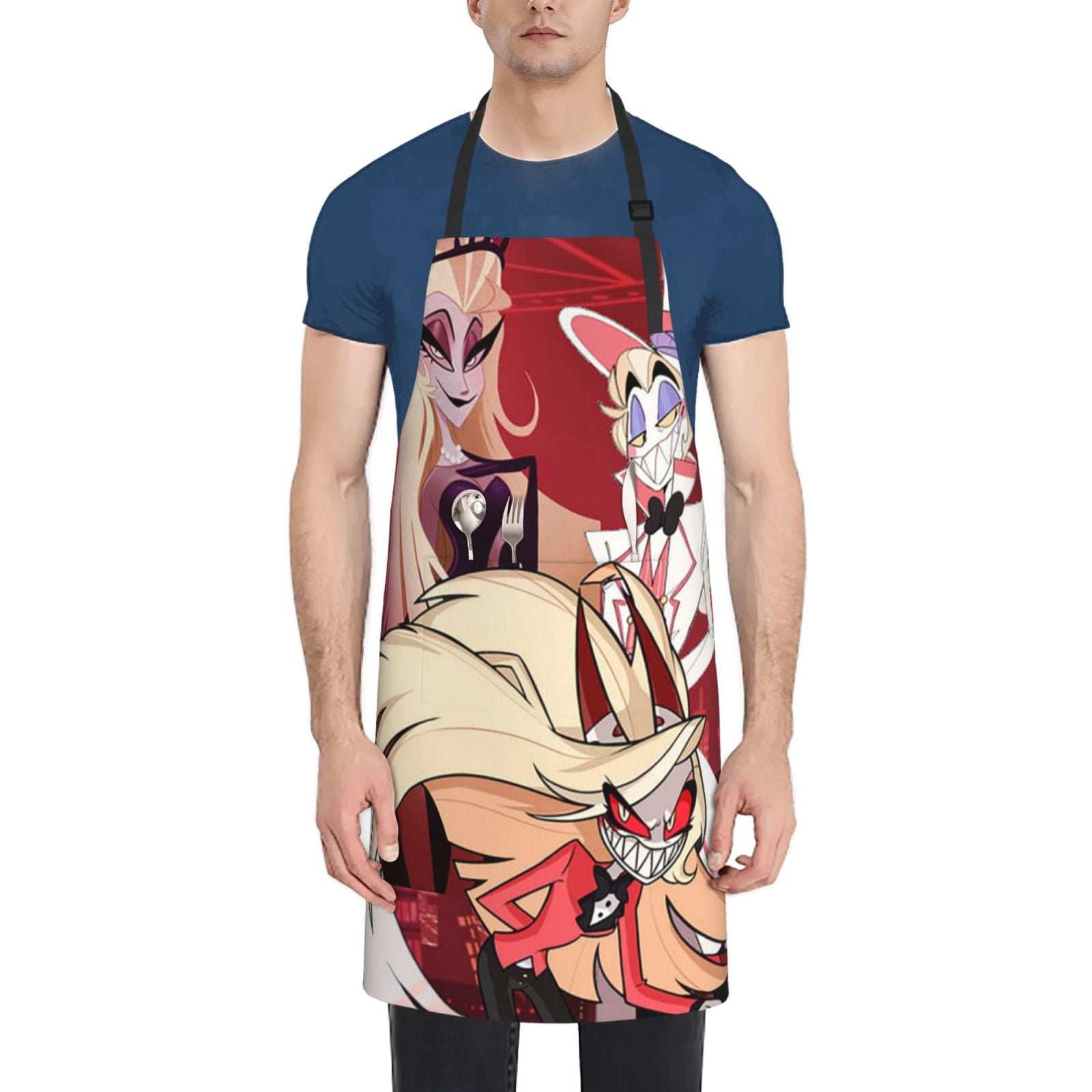 Hazbin Hotel Waterproof Cooking Aprons, Adjustable Bib Soft Chef Apron ...