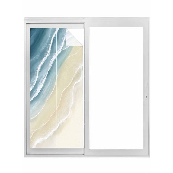 Haze Blue Beach Coastal Window Privacy Film, Summer Ocean Nautical ...