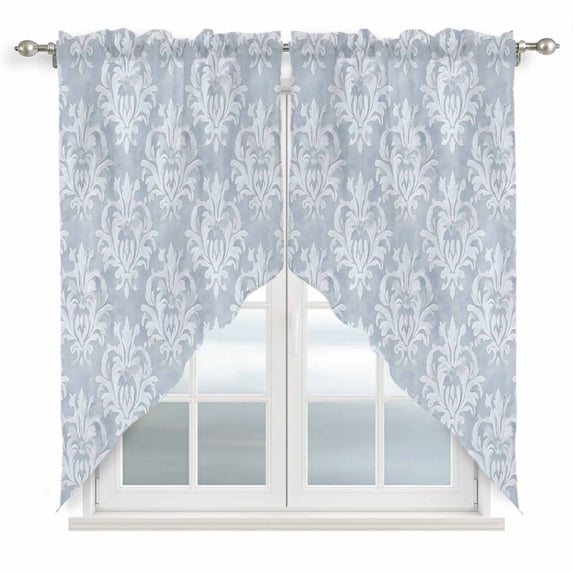 Haze Blue Boho Swag Curtains Neutral Middle Century Turkish Pattern ...