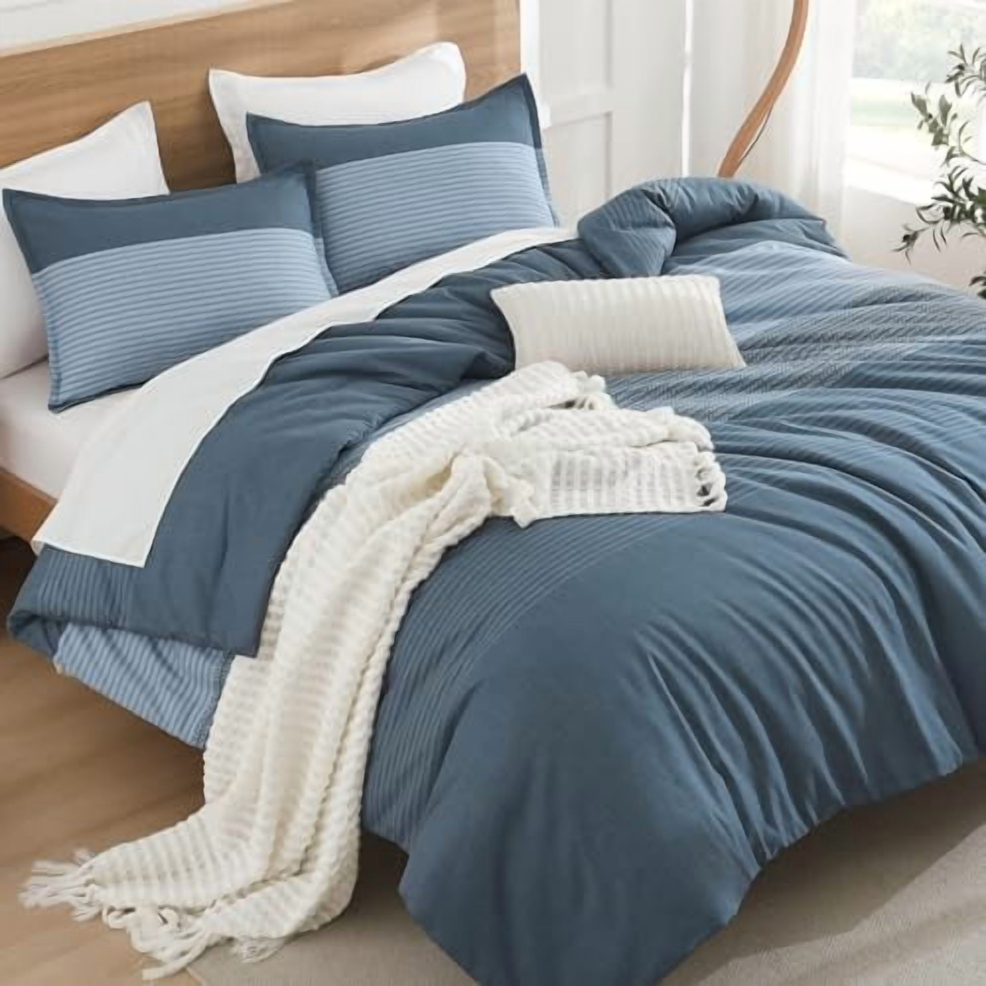 Haze Blue Comforter Set Super King - 3 Pieces Lightweight Dark Grey ...