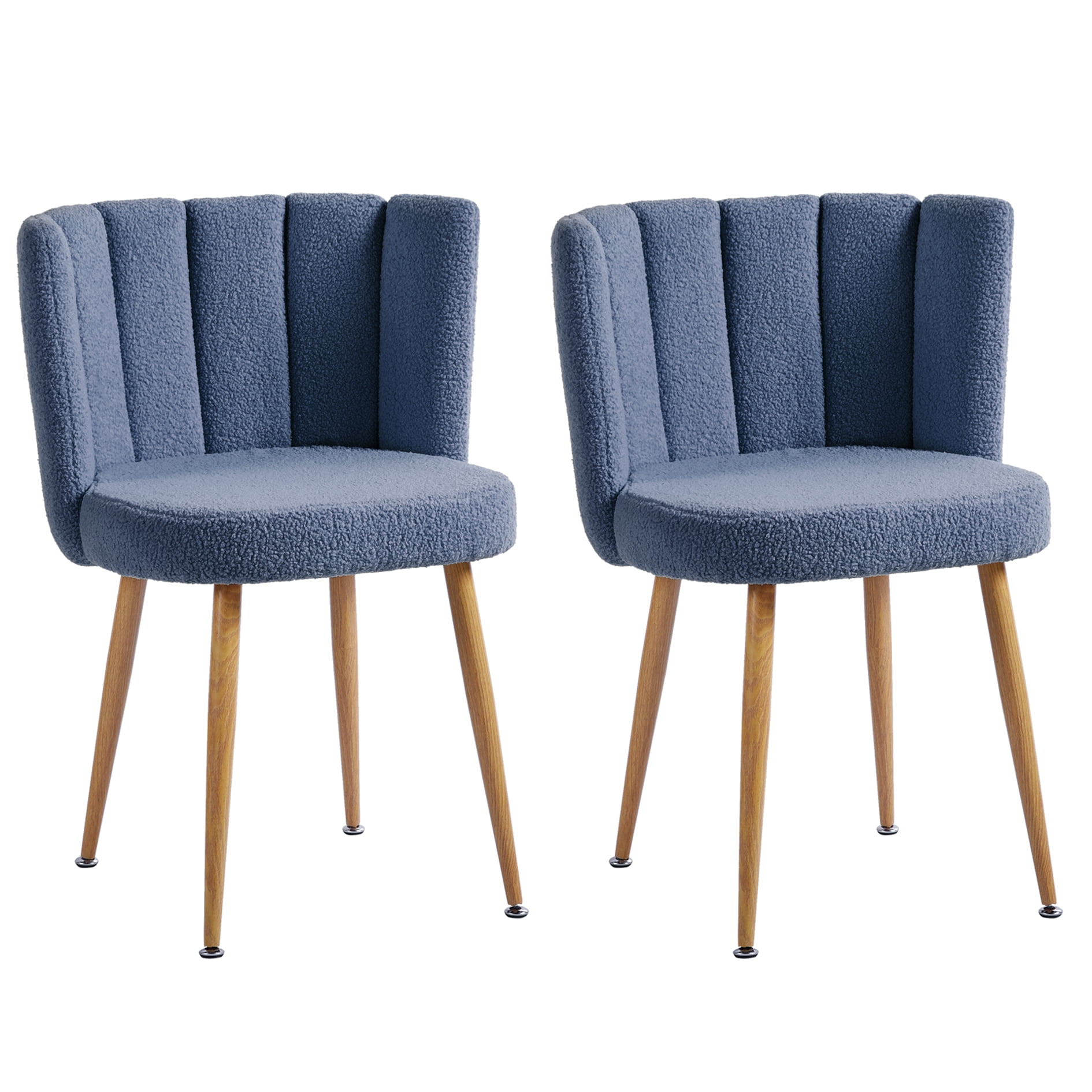 Haze Blue Dining Chairs ( Of 2) - Soft Short Hair Upholstery, Metal ...