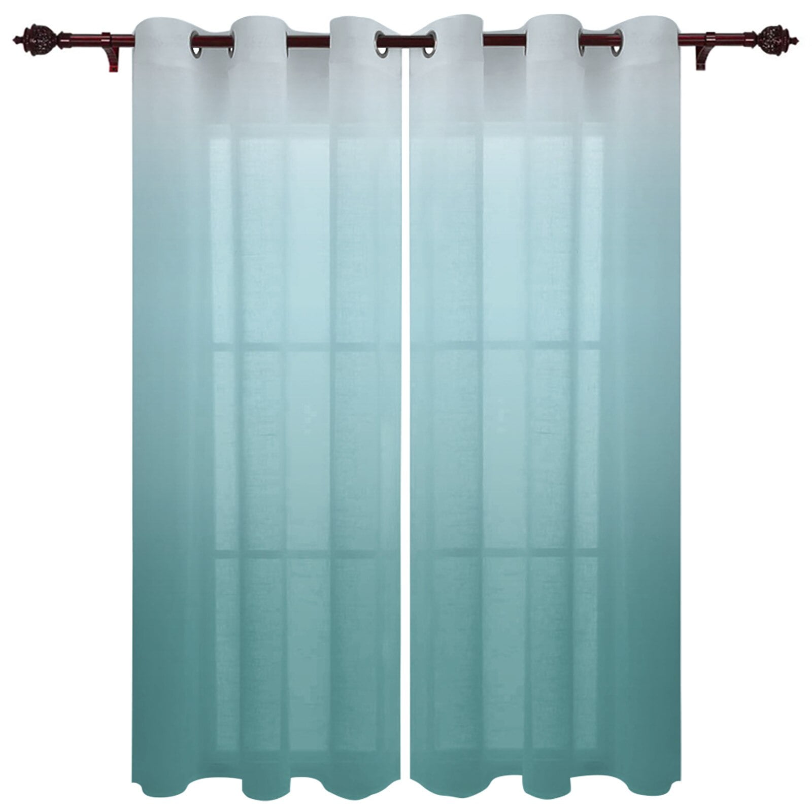 Haze Blue Gradient Fabric Solid Color Curtain Finished Window Blinds ...