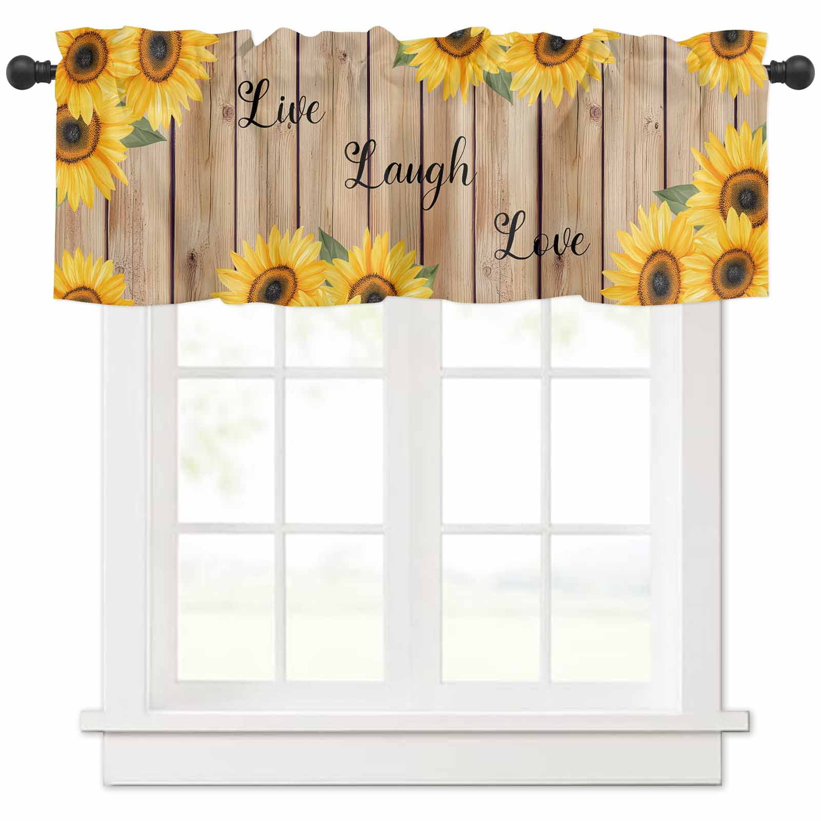 Haze Blue Grey Stripe Valances for Windows Farmhouse Kitchen Curtains ...