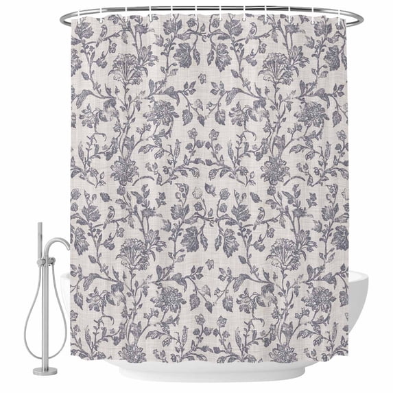 Haze Blue Leaf Shower Curtain Set - Extra Long 72" x 96" Washable ...