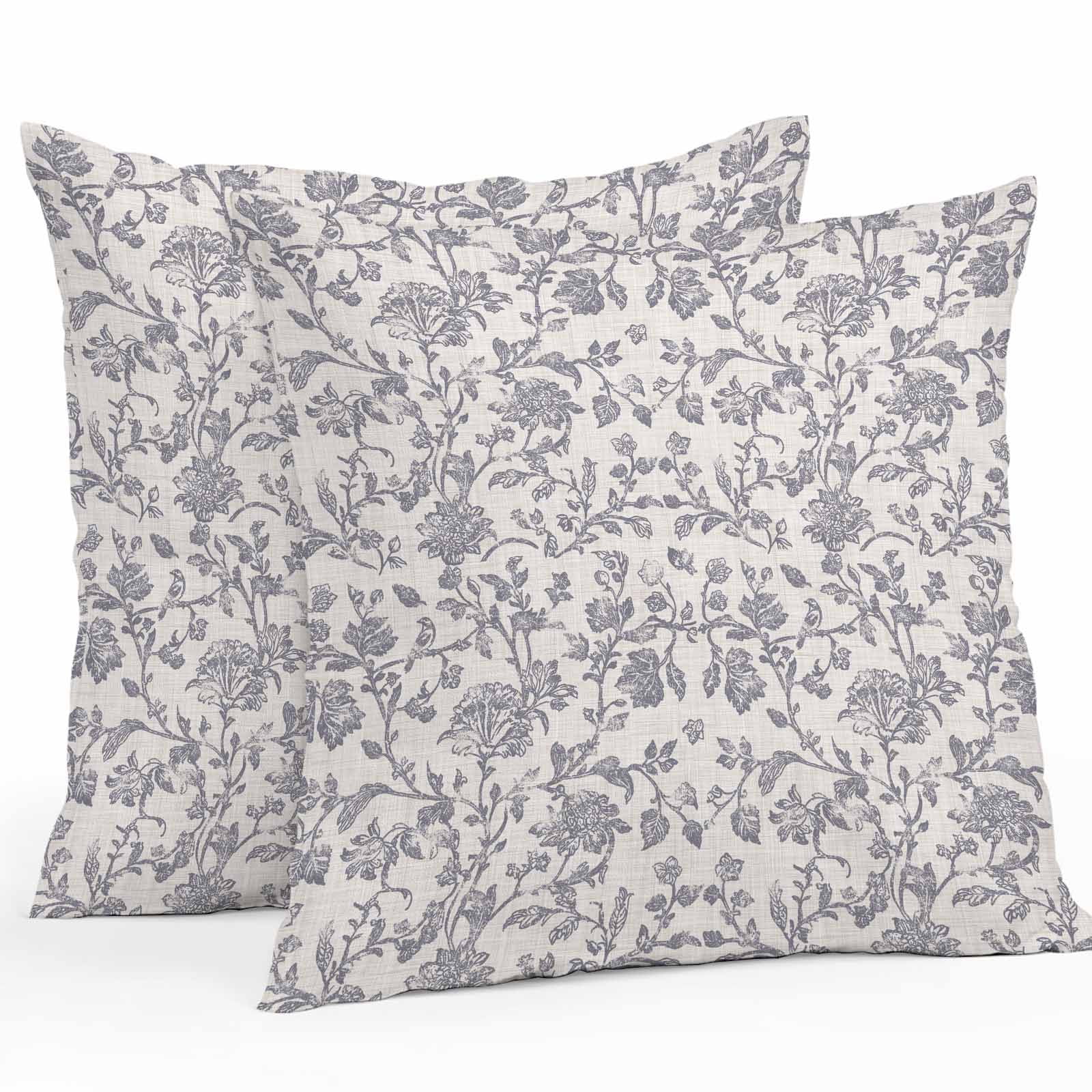 Haze Blue Leaf Waterproof Outdoor Throw Pillow Covers 20''x20'' Pack 2 ...