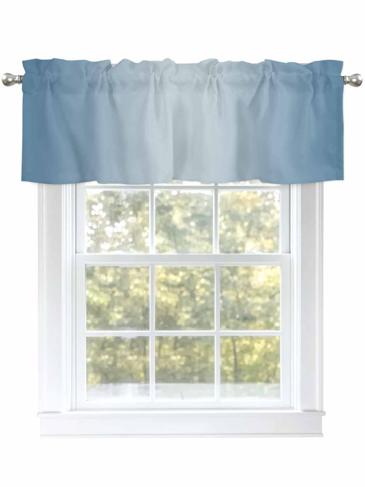 Haze Blue Ombre Curtain Valances for Window, Farmhouse Window Valance ...