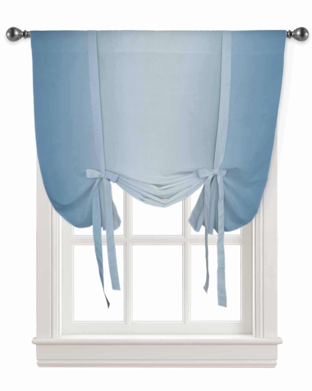 Haze Blue Ombre Tie Up Curtains for Kitchen Bathroom Bedroom Windows 63 ...