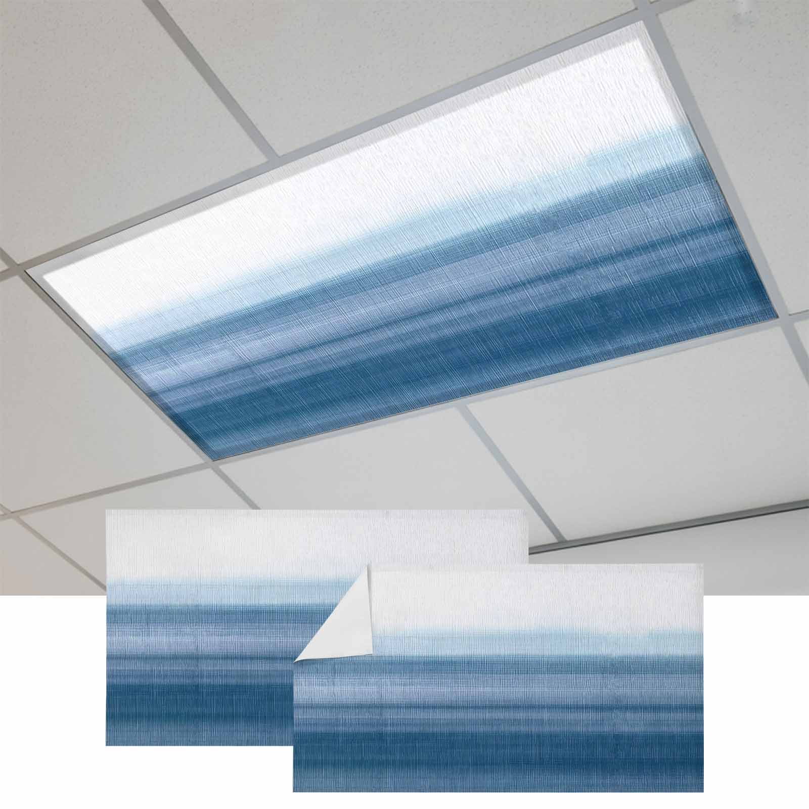 Haze Blue White Ombre Magnetic Fluorescent Light Covers for Ceiling ...