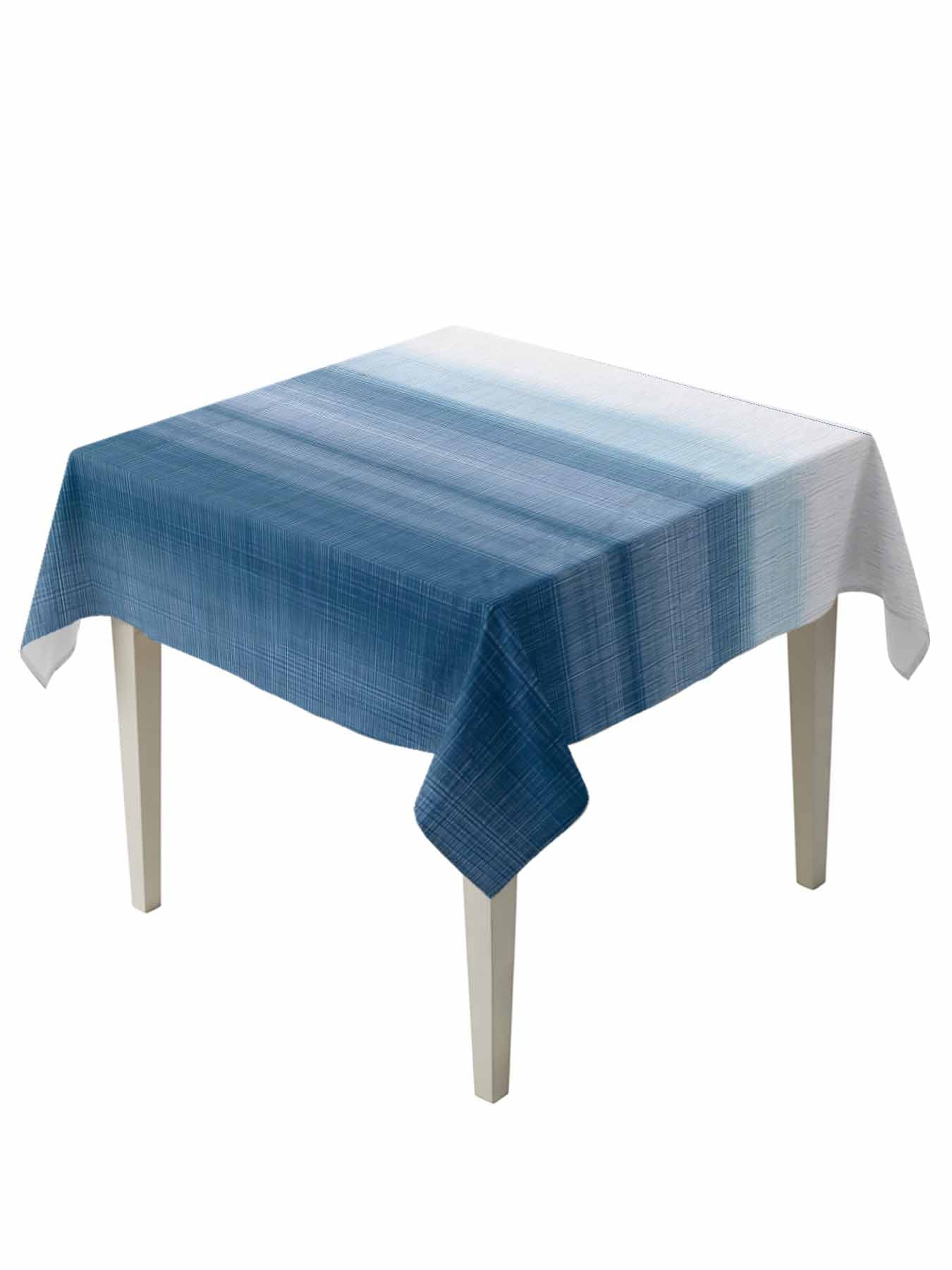Haze Blue White Ombre Table Cloth, Vintage Gradient Striped Aesthetics ...