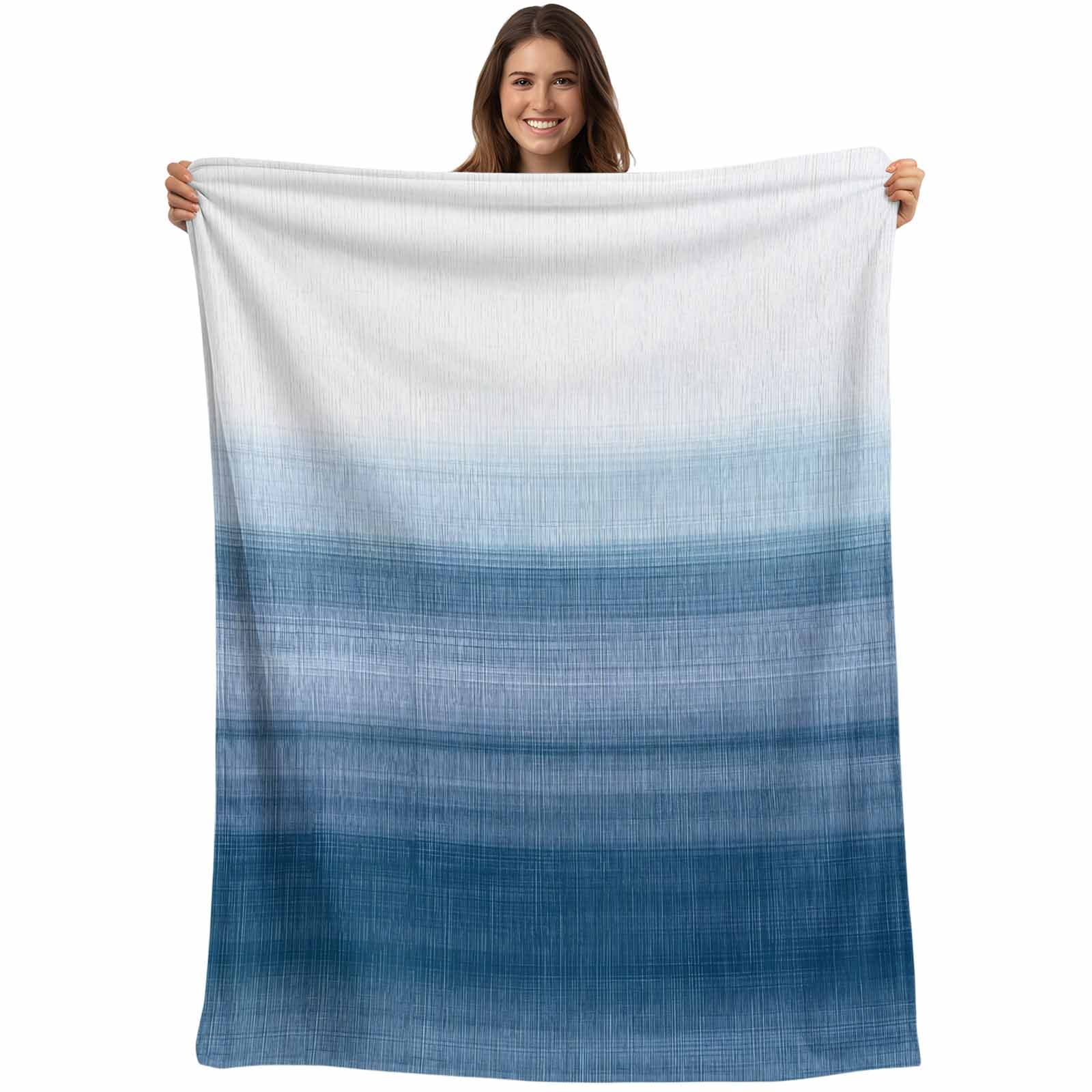 Haze Blue White Throw Blankets, Abstract Modern Brush Stroke Soft ...