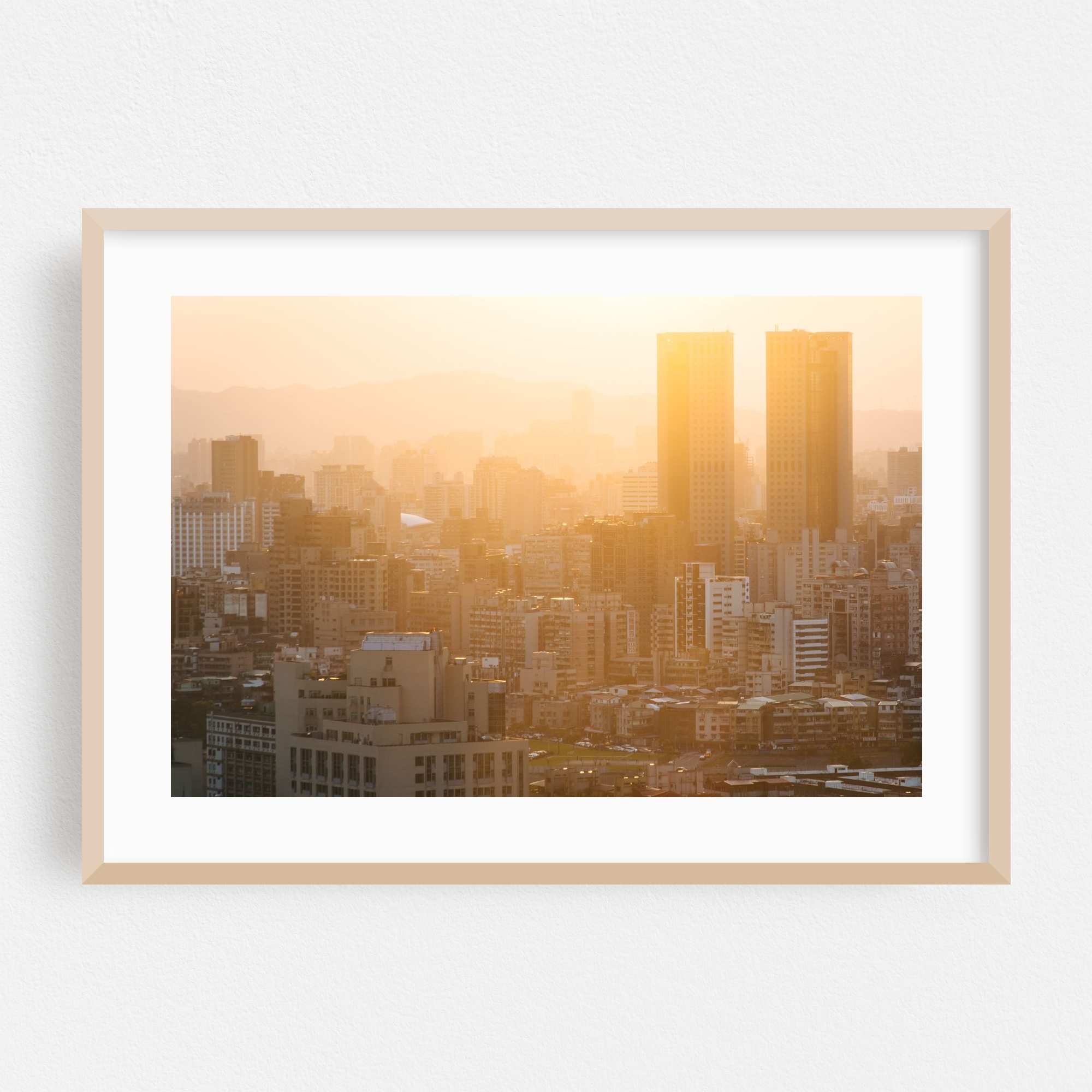 Haze from Elephant Mountain 02 - Taipei Taiwan Photography Oak Framed ...