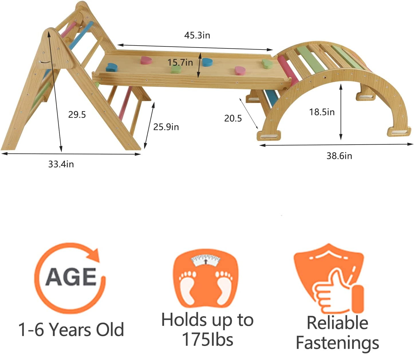 Hazel 5-in-1 Indoor Climbing Gym - Waldorf and Montessori Climbing Set ...