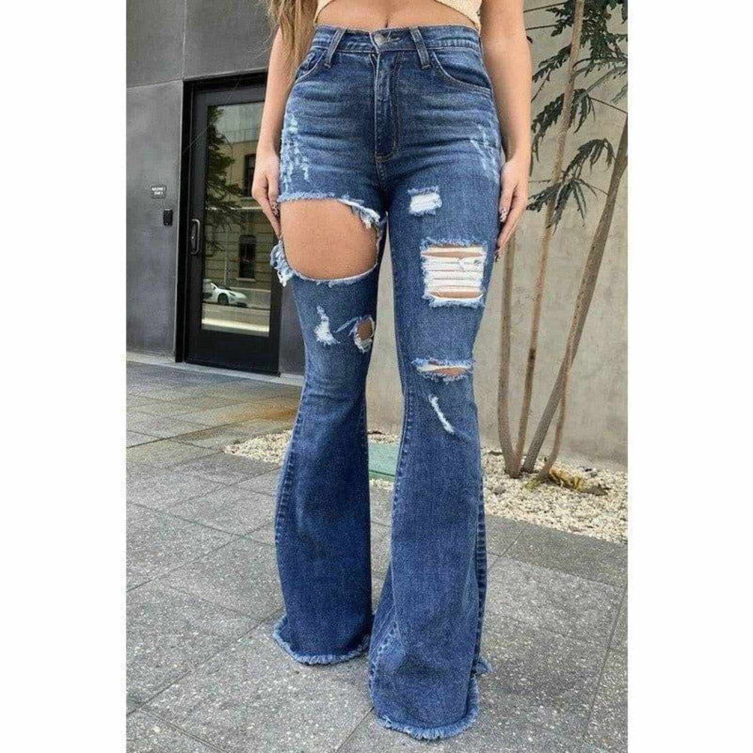 Hazel Flare Jean in Dark Stone Wash - Walmart.com