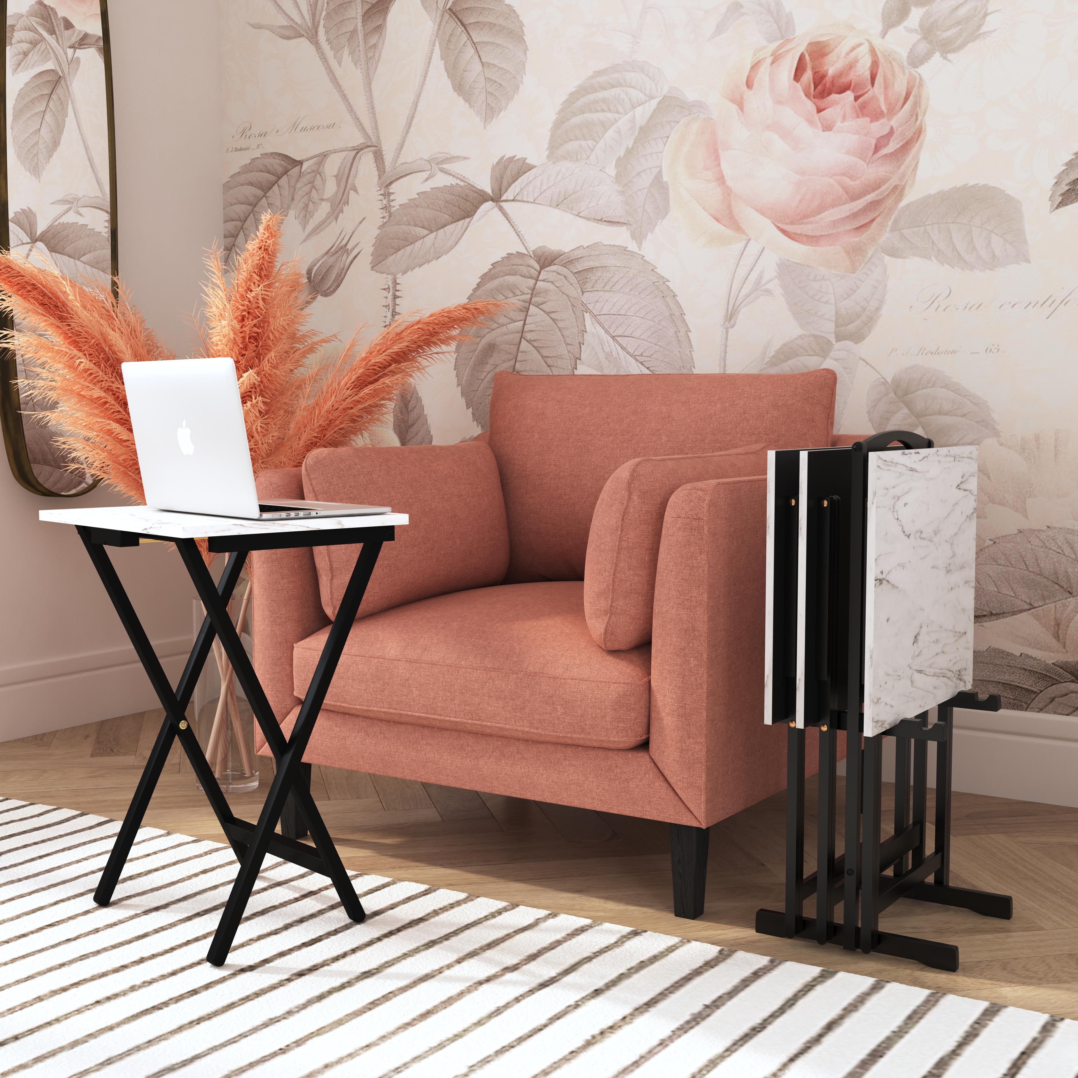 Hazel Grove Holton 5-piece Faux Marble Folding TV/ Snack Tray Table Set ...