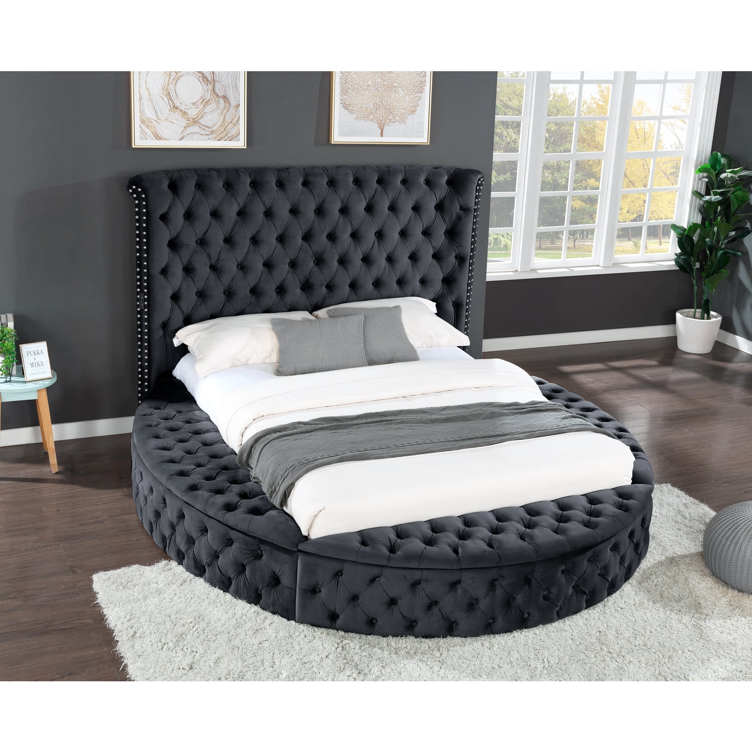 Hazel King Size Tufted Upholstery Storage Bed made with Wood in Black ...
