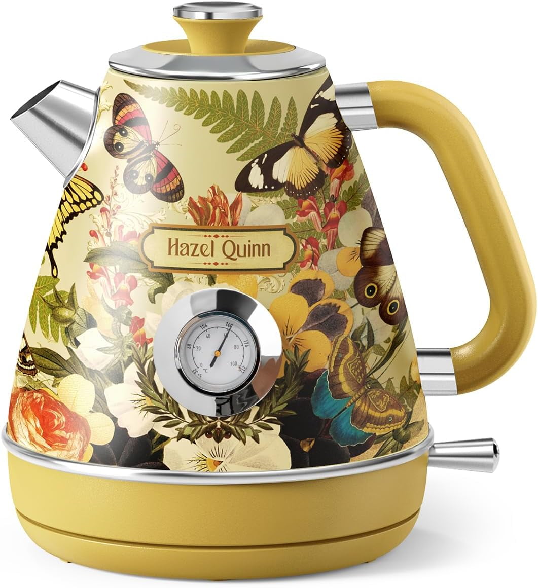 Hazel Quinn Retro Electric Kettle - 1.7 Liters / 57.5 Ounces Tea Kettle ...