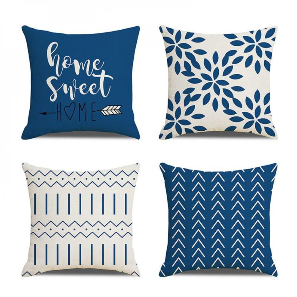Hazel Tech 18” x 18” Geometric Linen Decorative Pillow Covers, Modern ...