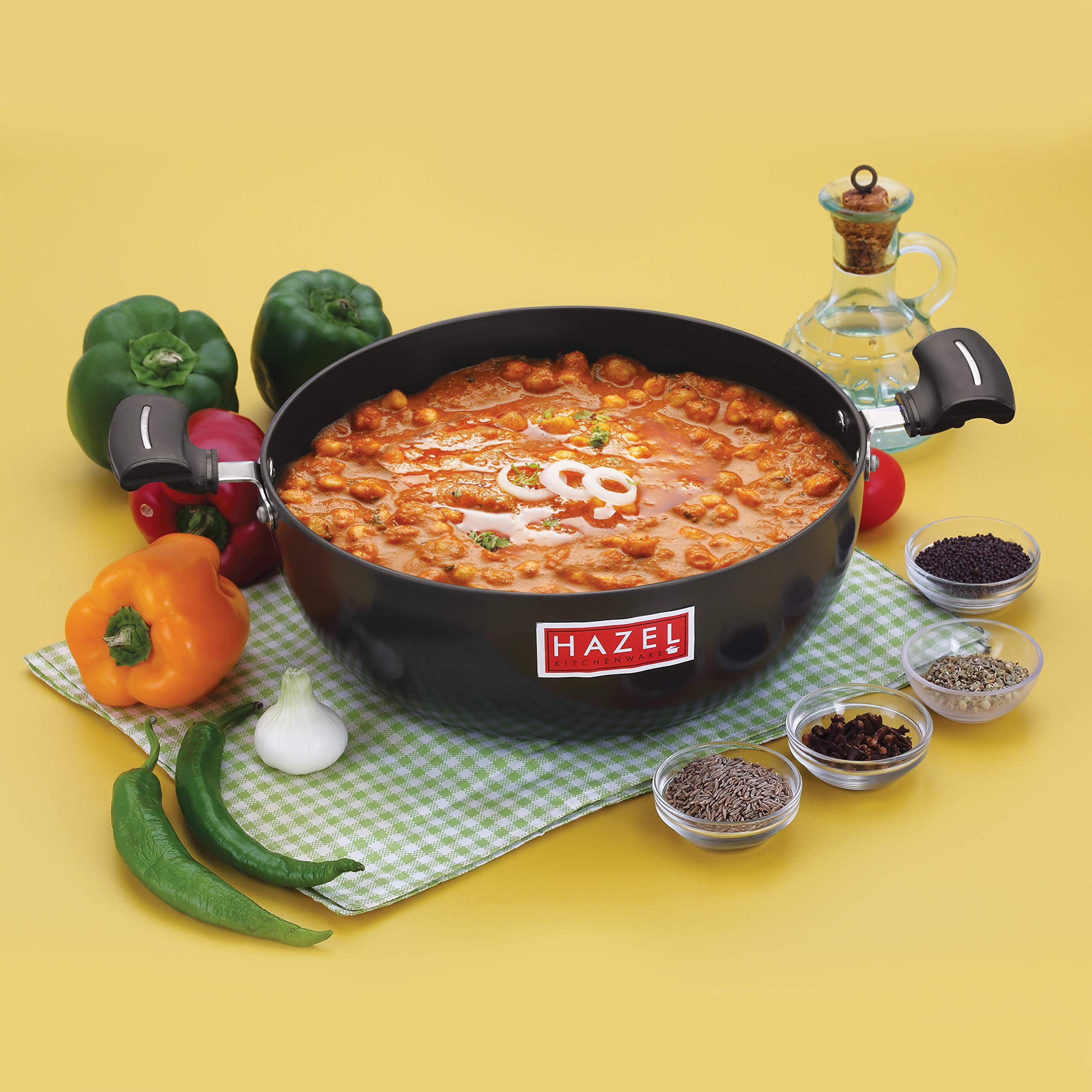 HAZEL Hard Anodized Kadai I Kadai for Deep Frying, 4000 ML with 3 mm ...
