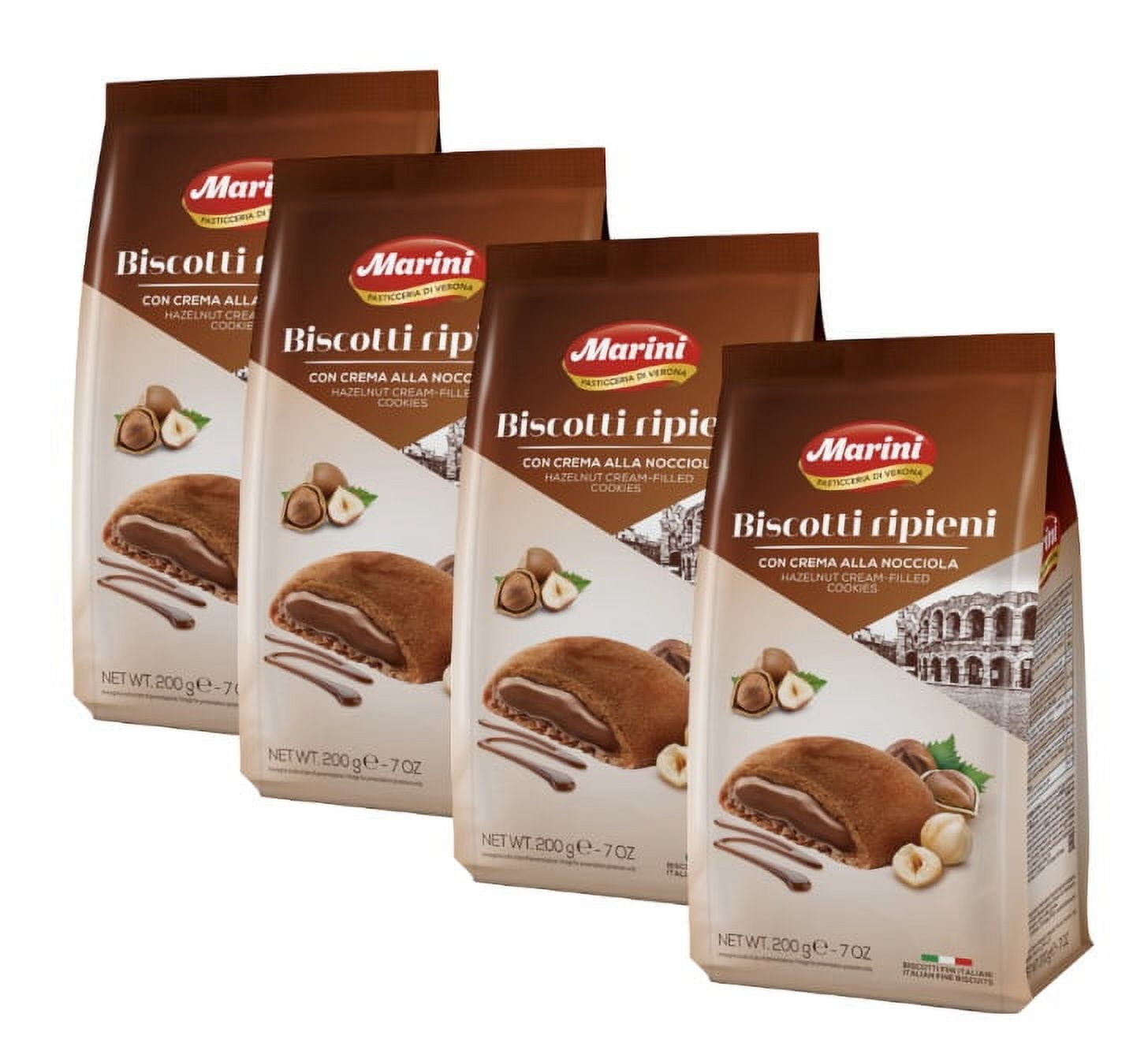 Hazelnut Cookies 4 Pack - MARINI Hazelnut Cream Filled Cookies 200g ...