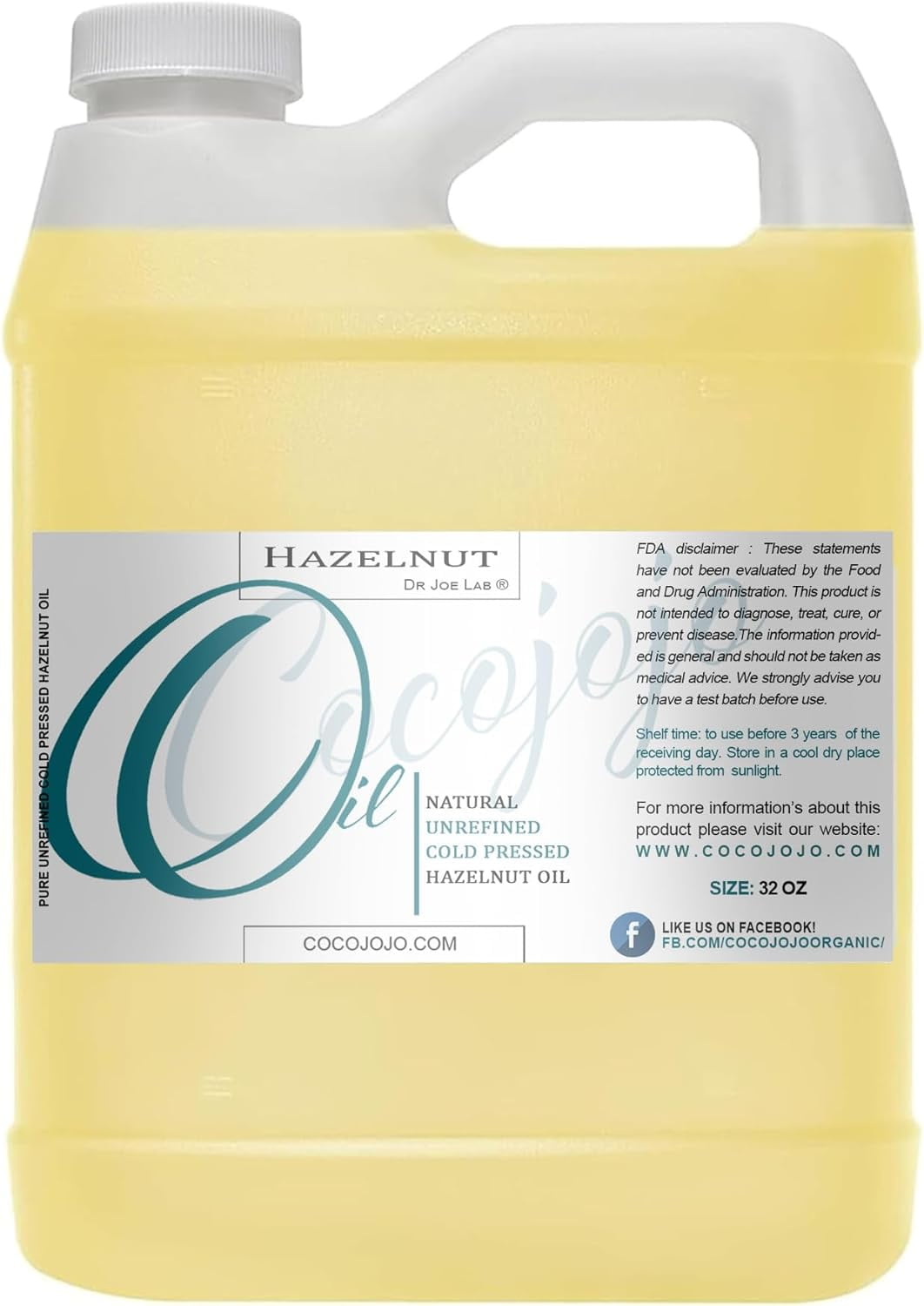 Hazelnut Oil 32 oz Pure Natural Cold Pressed Unrefined Extra Hazel Nut ...