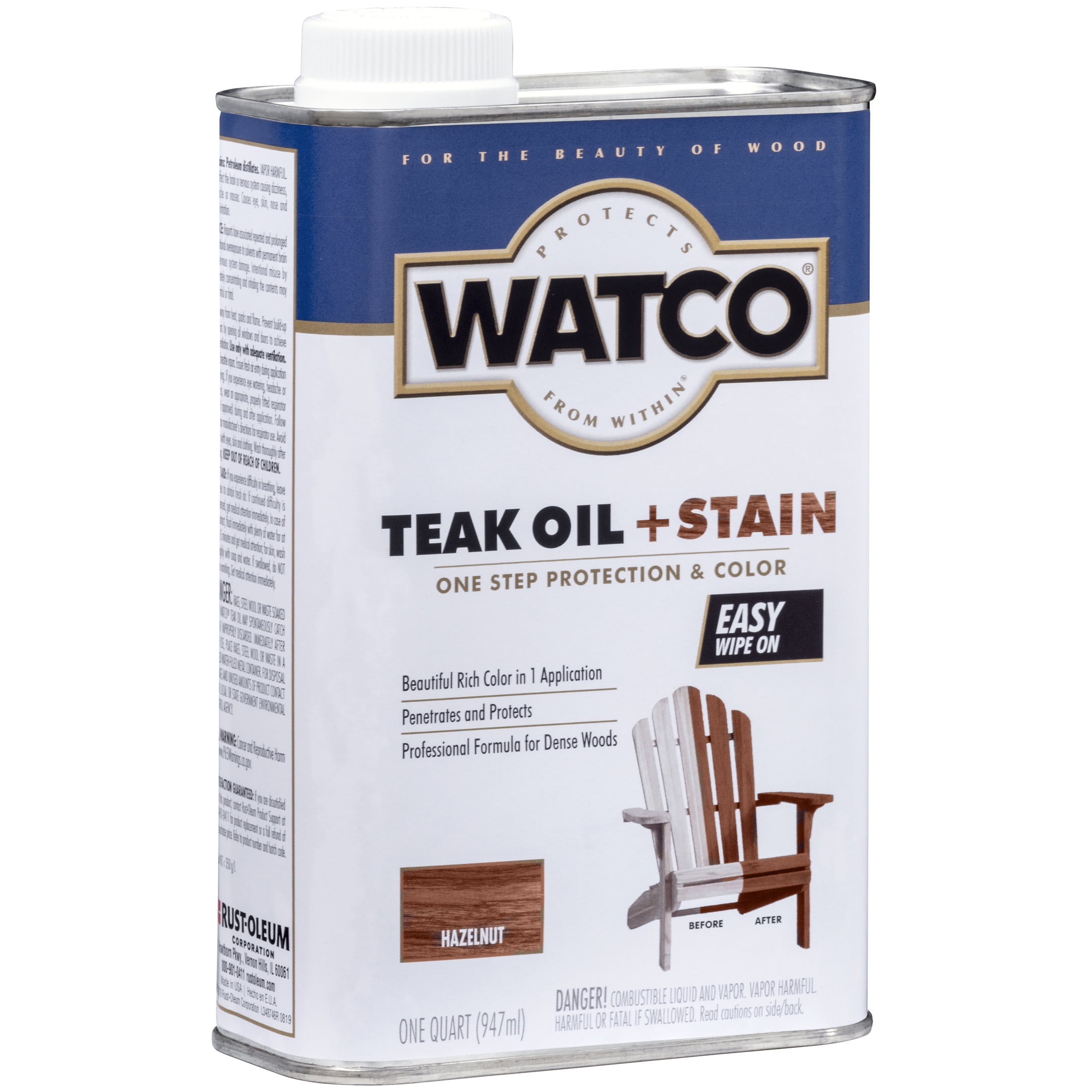 Hazelnut, Watco Teak Oil + Stain - 348746, Quart- 4 Pack - Walmart.com