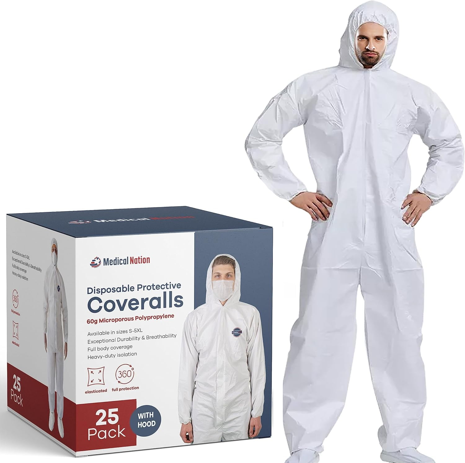 Hazmat Suits Disposable | 8 Size Options | With Hood - Heavy Duty ...