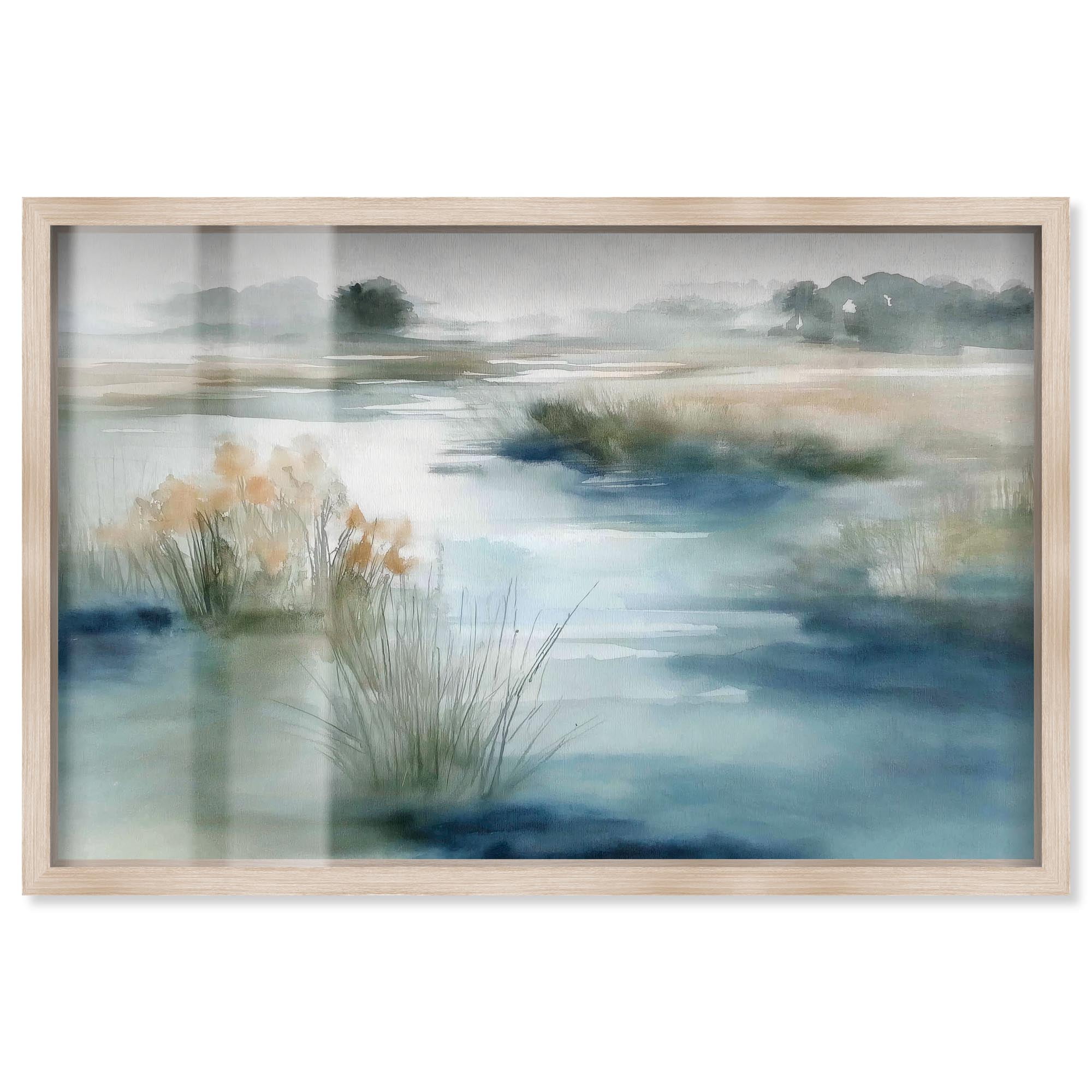 Hazy River II Shadowbox Print Landscape Wall Art by Art Remedy, Blonde ...