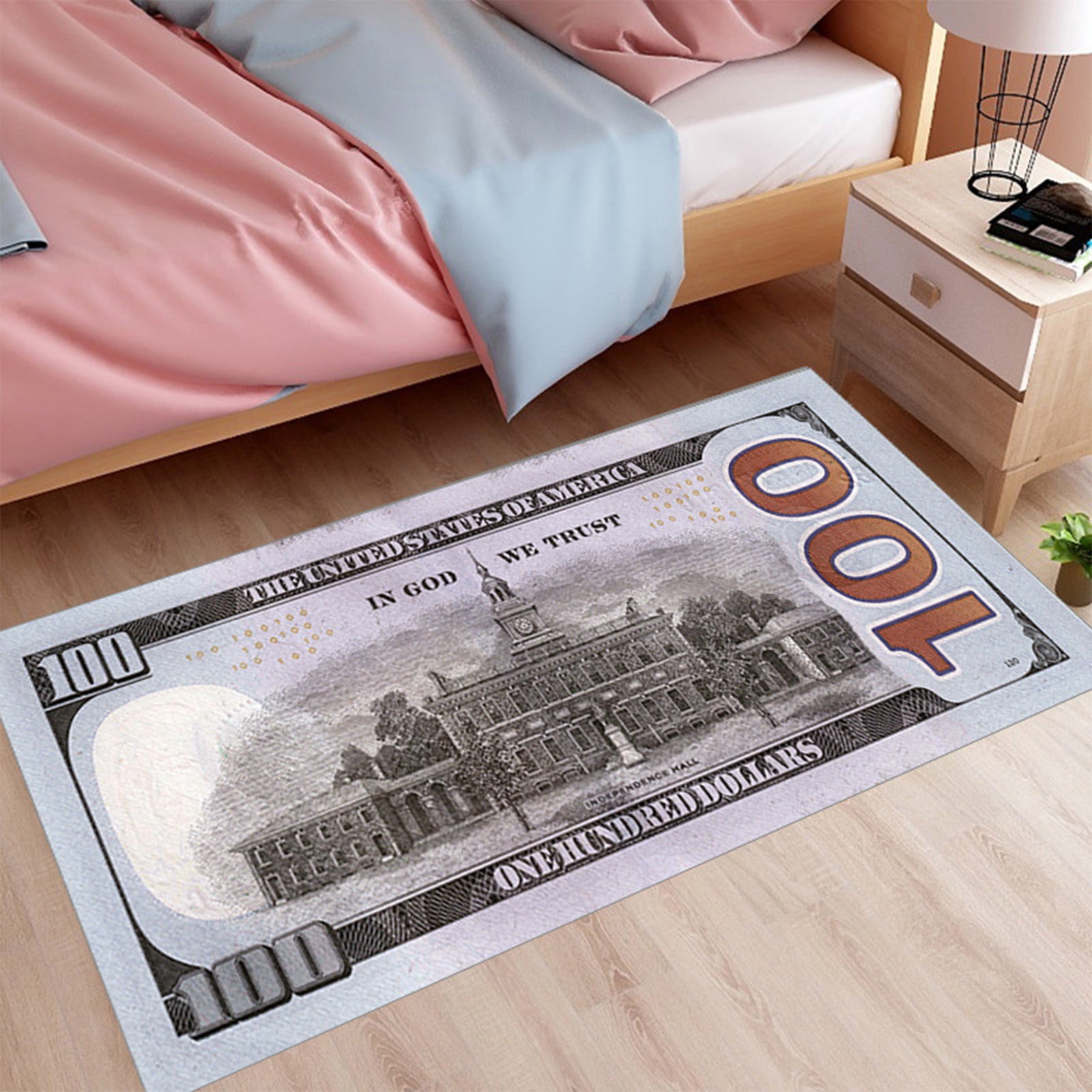 Hbdhejl 100 Dollar Bill Carpet Non Absorbent Print Doormat 100 Dollar ...