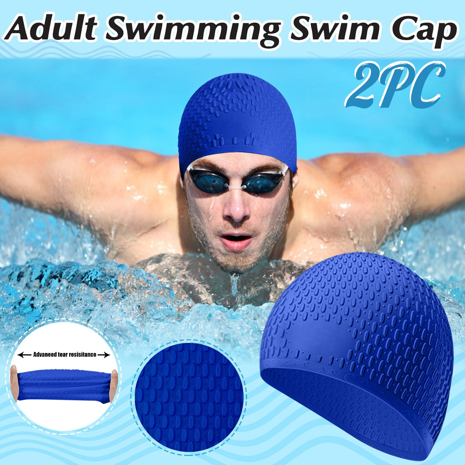Hbdhejl Adult Moulded Swim Cap Silicone Swimming Pool Hat Plain ...