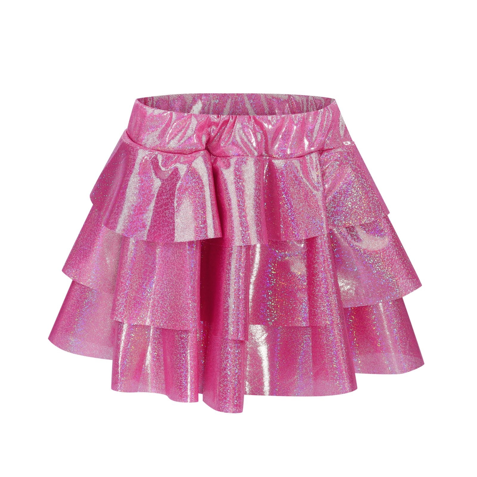 Hbdhejl Cute Skirts For Girls Girls Metallic Skirt 3 Layer Ruffle Skirt ...