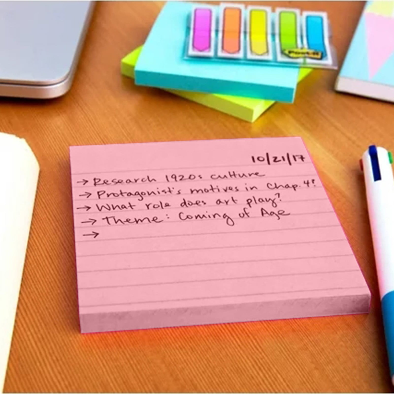 Bysome Home Office Supplies Lined Sticky Notes Pastel Ruled Post ...