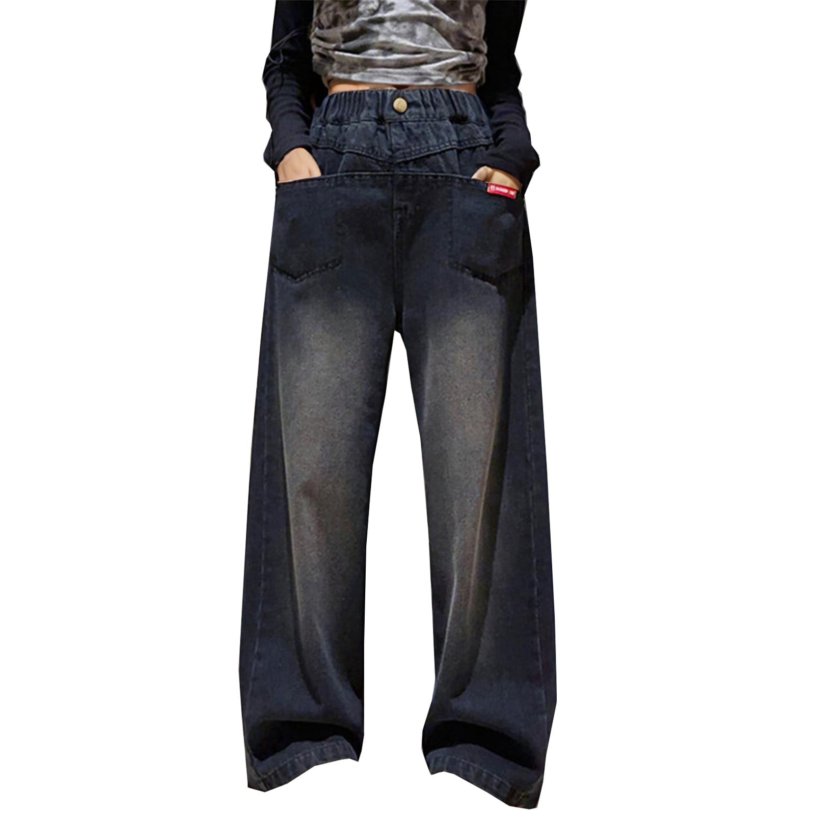 Bysome Kids Pants Girls Spring Baggy Mop Wide Leg Pants Medium Sized ...