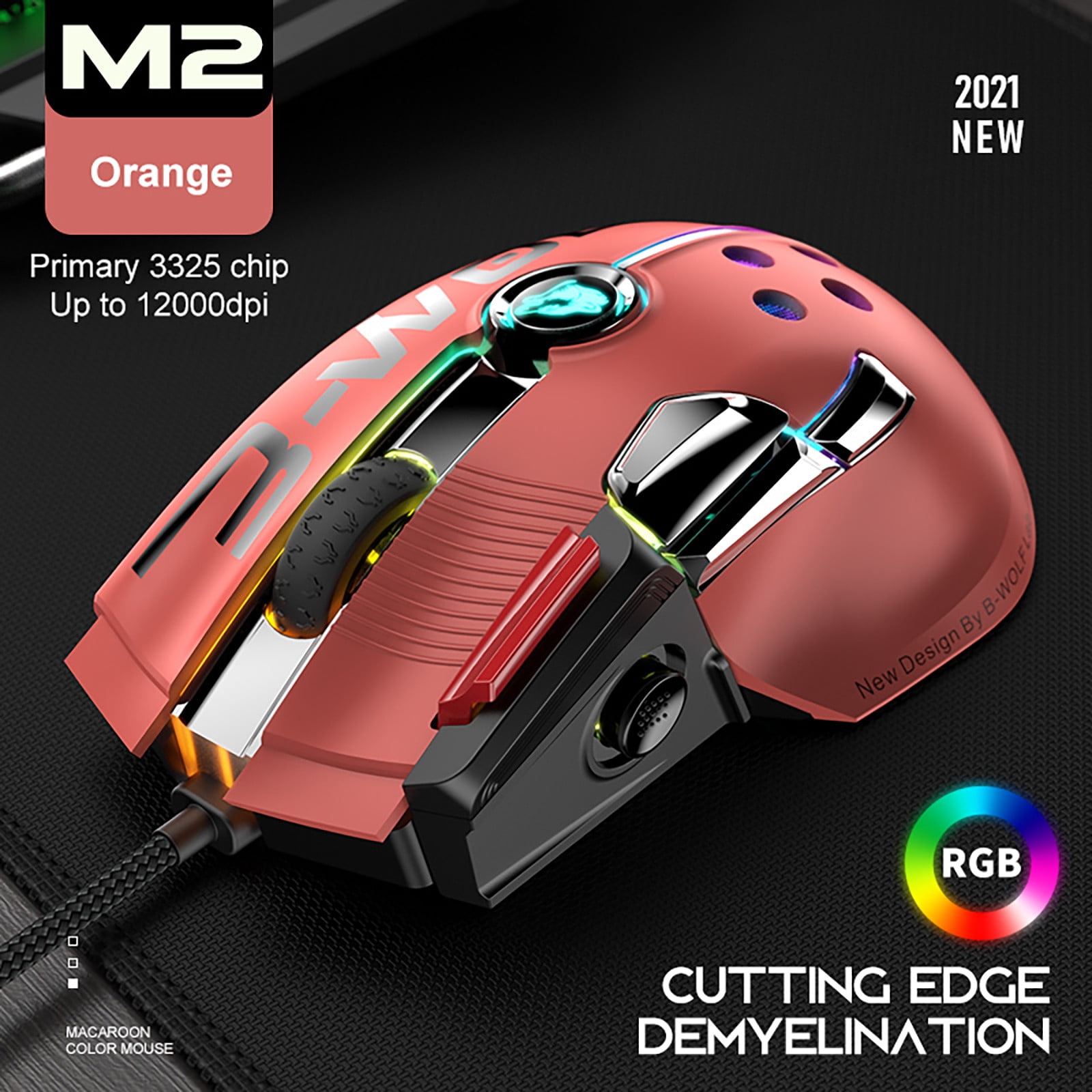 Bysome M2 11 Buttons Wired Gaming Mouse 6 Gears 12000 Dpi Adjustable ...