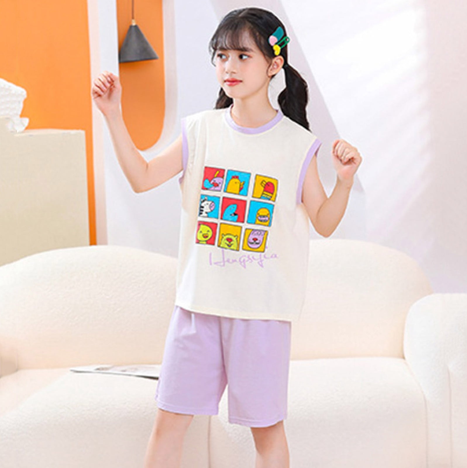Hbdhejl Outfit Set For Boy Toddler Girls Sleeveless Cartoon Cute ...