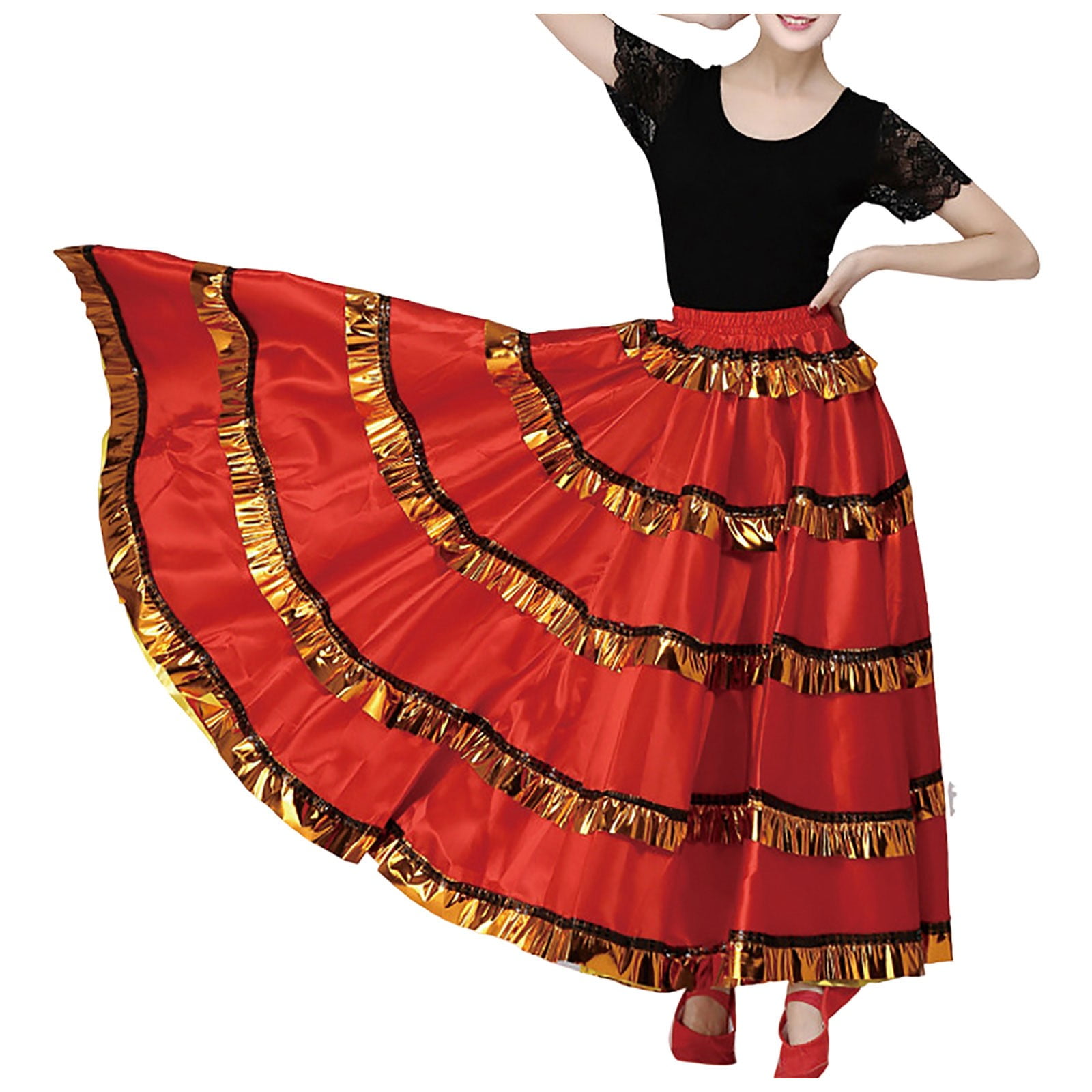 Hbdhejl Skirts For Women Spanish Bull Dance Skirt Belly Dance Skirt Big ...
