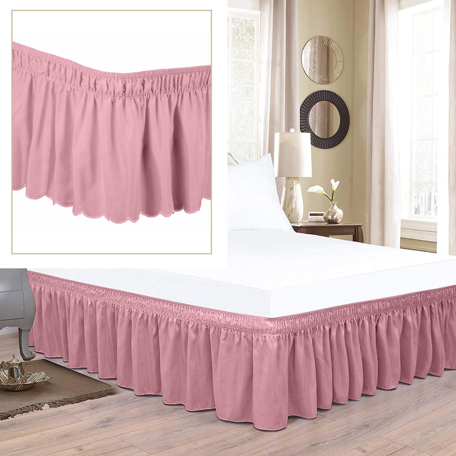 Bysome Solid Color Bedding Elastic Bed Apron Dust Proof Bedspread Non ...