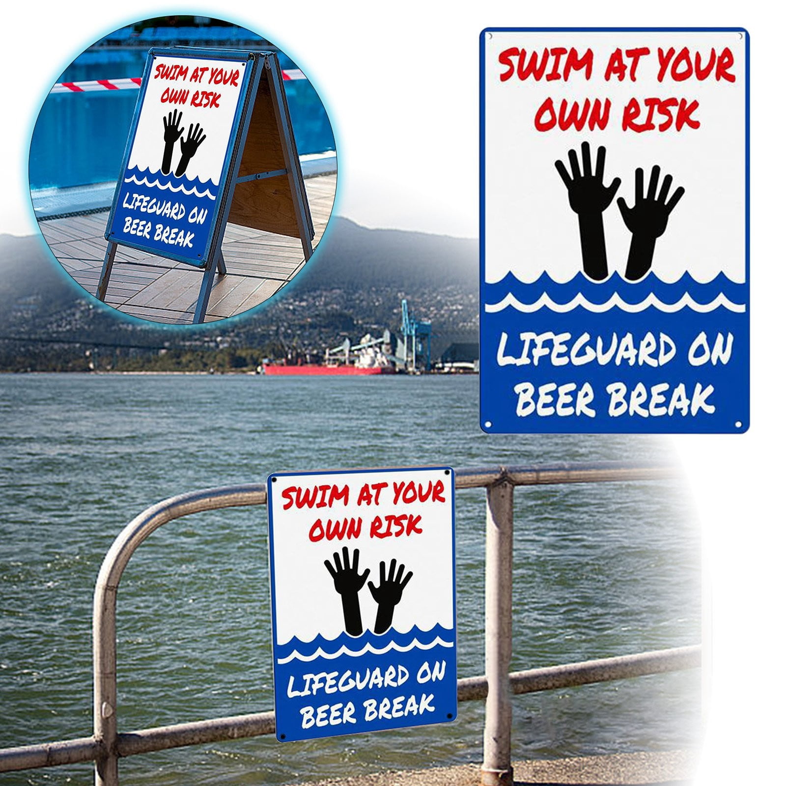 Bysome Swim At Your Own Risk Pool Sign Vintage Funny Plaque Signs For ...