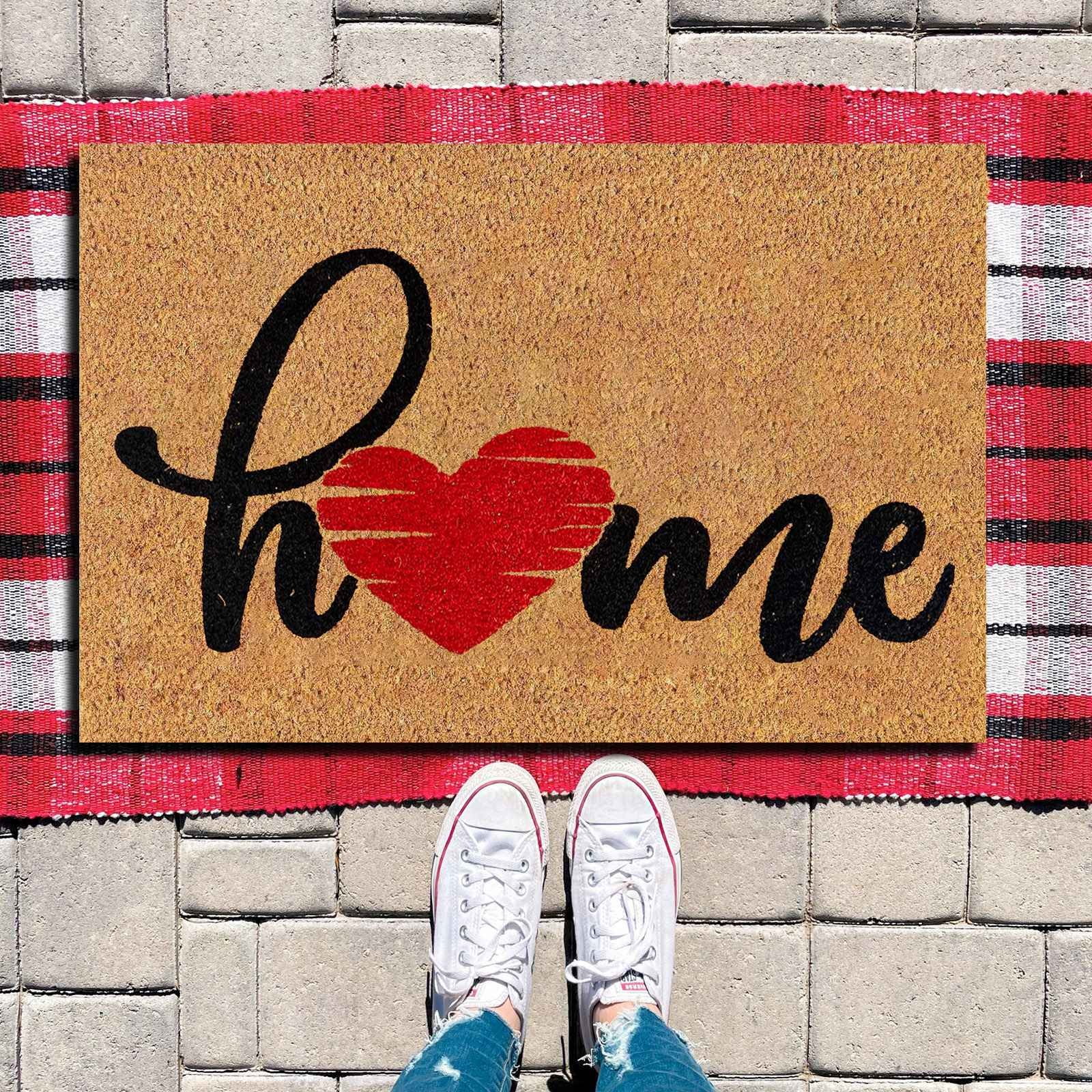 Hbdhejl Valentines Day Rug Welcome Front Dooormat Love Heart Letter ...