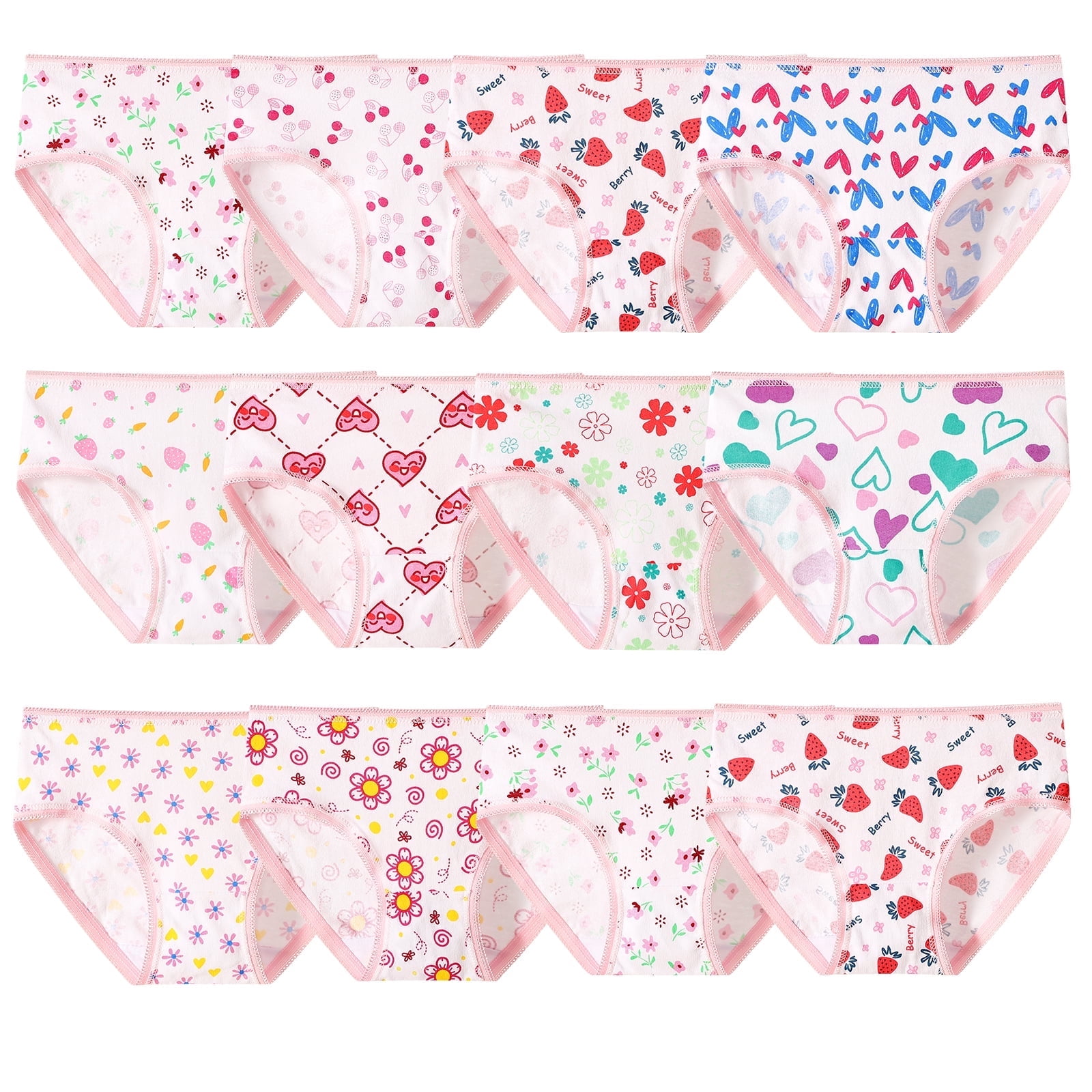 Hbhpov Girl's Cute Briefs Baby Super Cotton Underwear, 12 Pack , Sizes ...