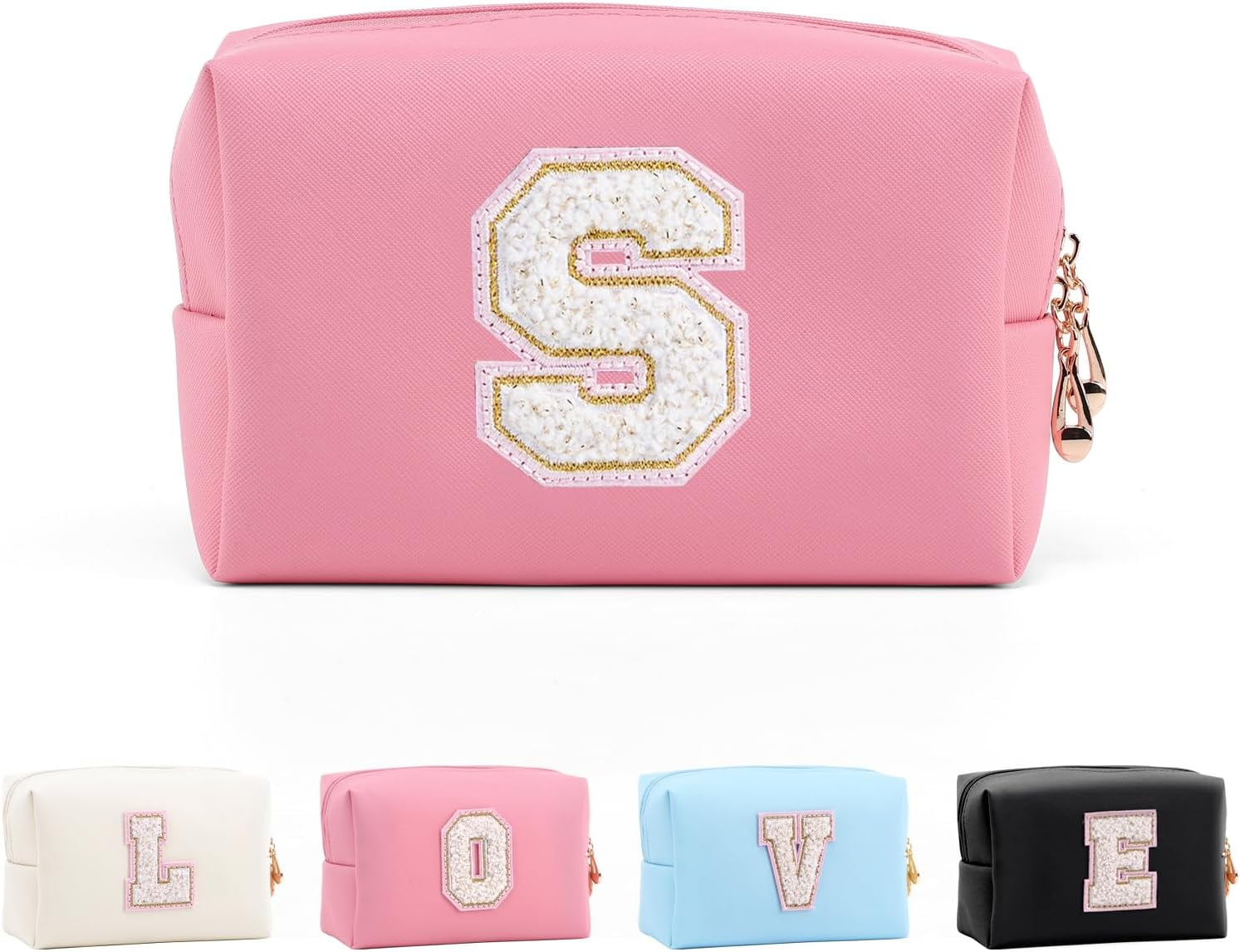 Hbhpov Initial Cosmetic Bag, PU Waterproof Makeup Bag, Personalized ...