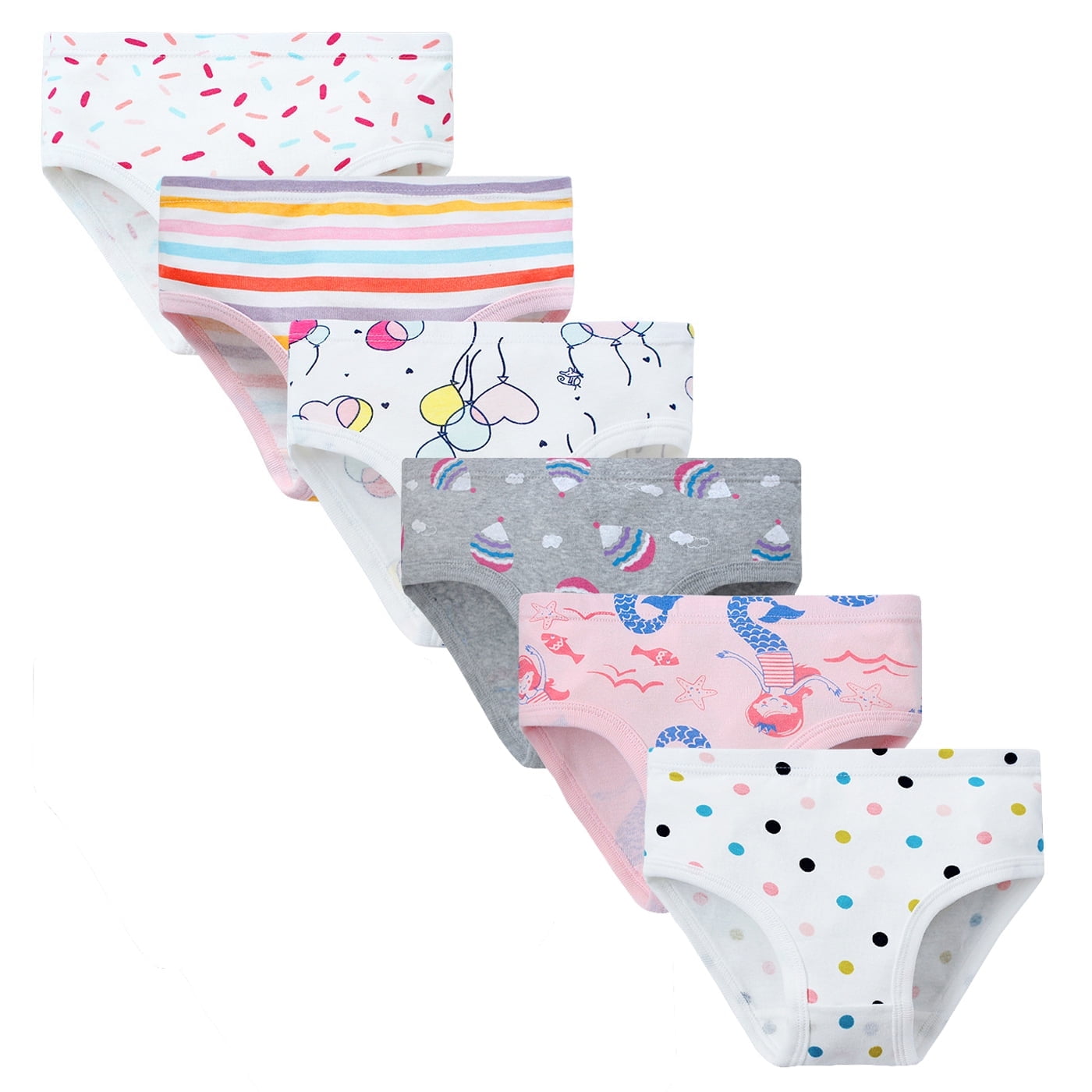 Hbhpov Little Girls Briefs Kids Cute Cotton Undies, 6 Pack, Sizes 2-8 T ...